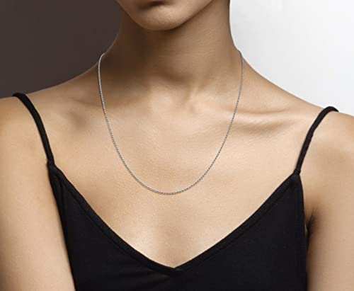 Miabella Solid Rhodium Plated 925 Sterling Silver Italian 1.5mm Diamond-Cut Braided Rope Chain Necklace for Men Women, Made in Italy (Length 22 Inches)
