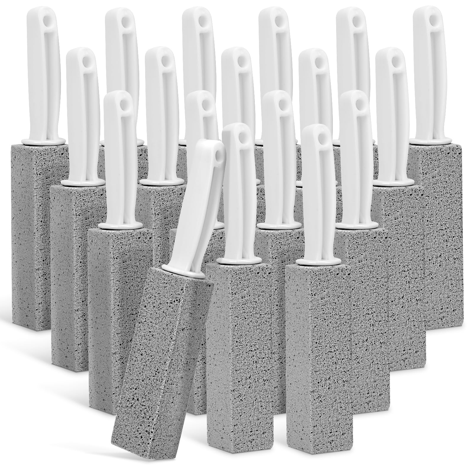 HongWay Pumice Stone for Toilet Cleaning, 18 Pack, Delicate and Strong, with High Density, Toilet Bowl Clean Brush with Handle for Cleaning Toilet, Bathtubs, Kitchen Sink, Grill, Household