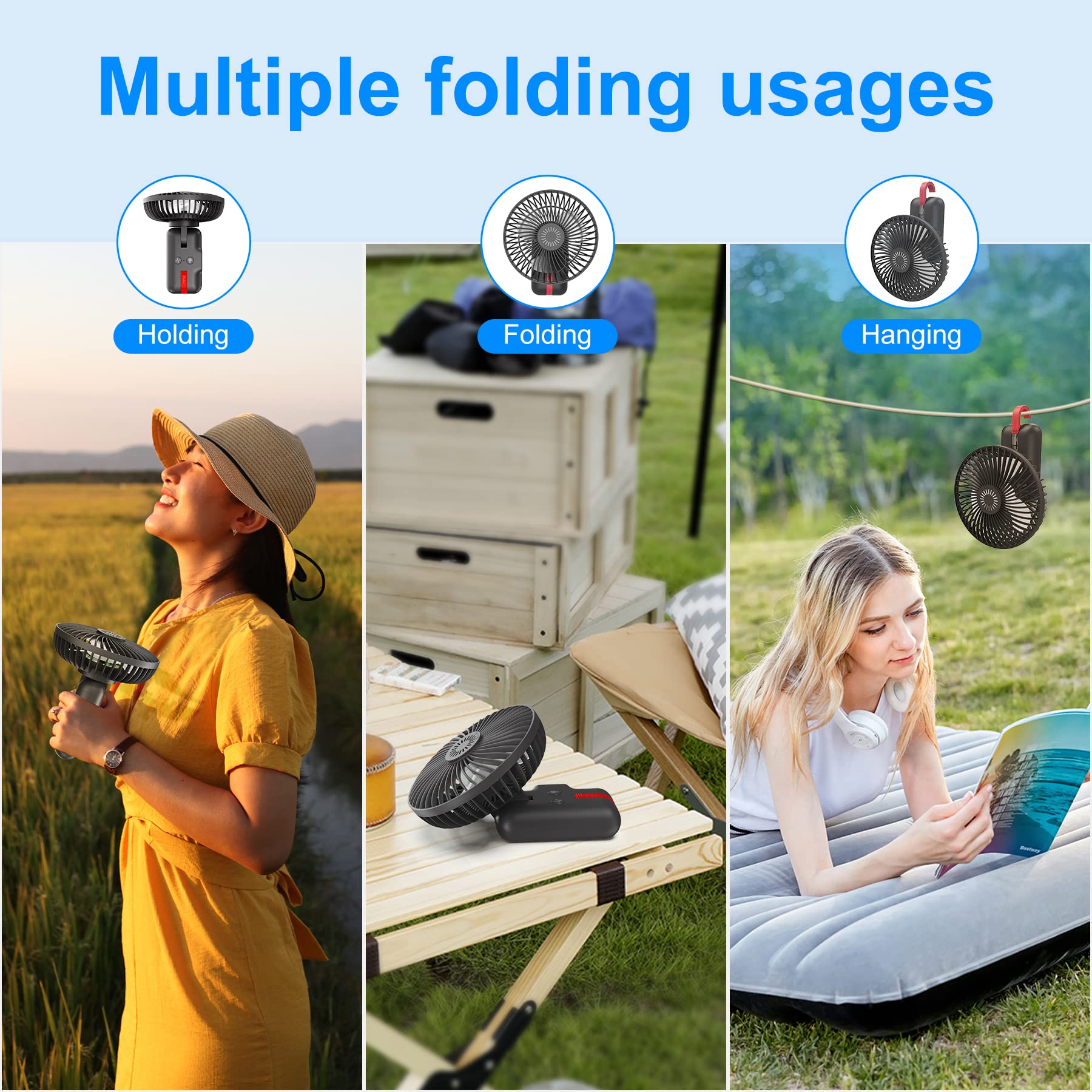 portable fan with 3 speed