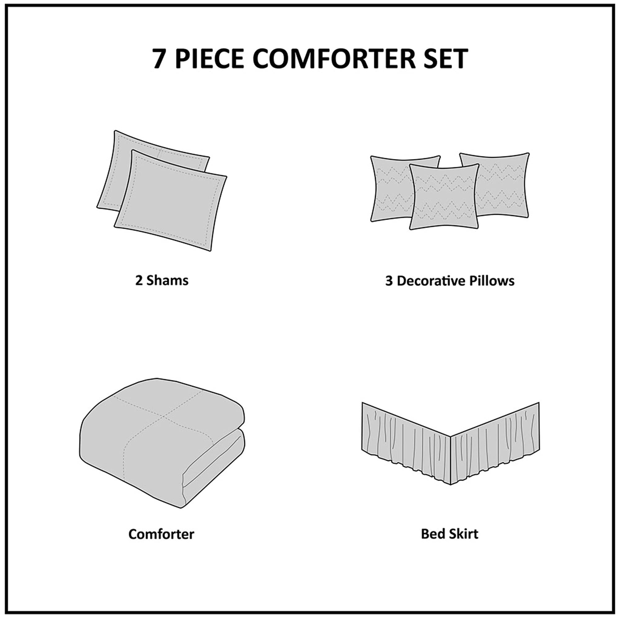 Madison Park Luxury Comforter Set-Traditional Jacquard Design All Season Down Alternative Bedding, Matching Bedskirt, Decorative Pillows, Queen(90"x90"), Rhapsody, Geometric Navy 7 Piece