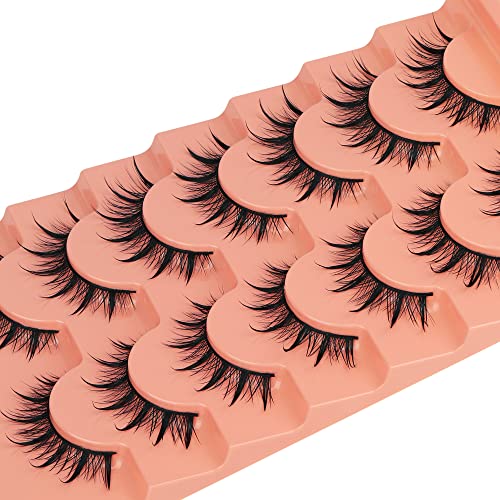 Manga Lashes Natural Look False Eyelashes 3D Spiky Wispy Eyelashes Thai Anime Lashes Asian Volume Fake Eyelashes Cosplay False Lashes 7 Pairs by TOOCHUNAG