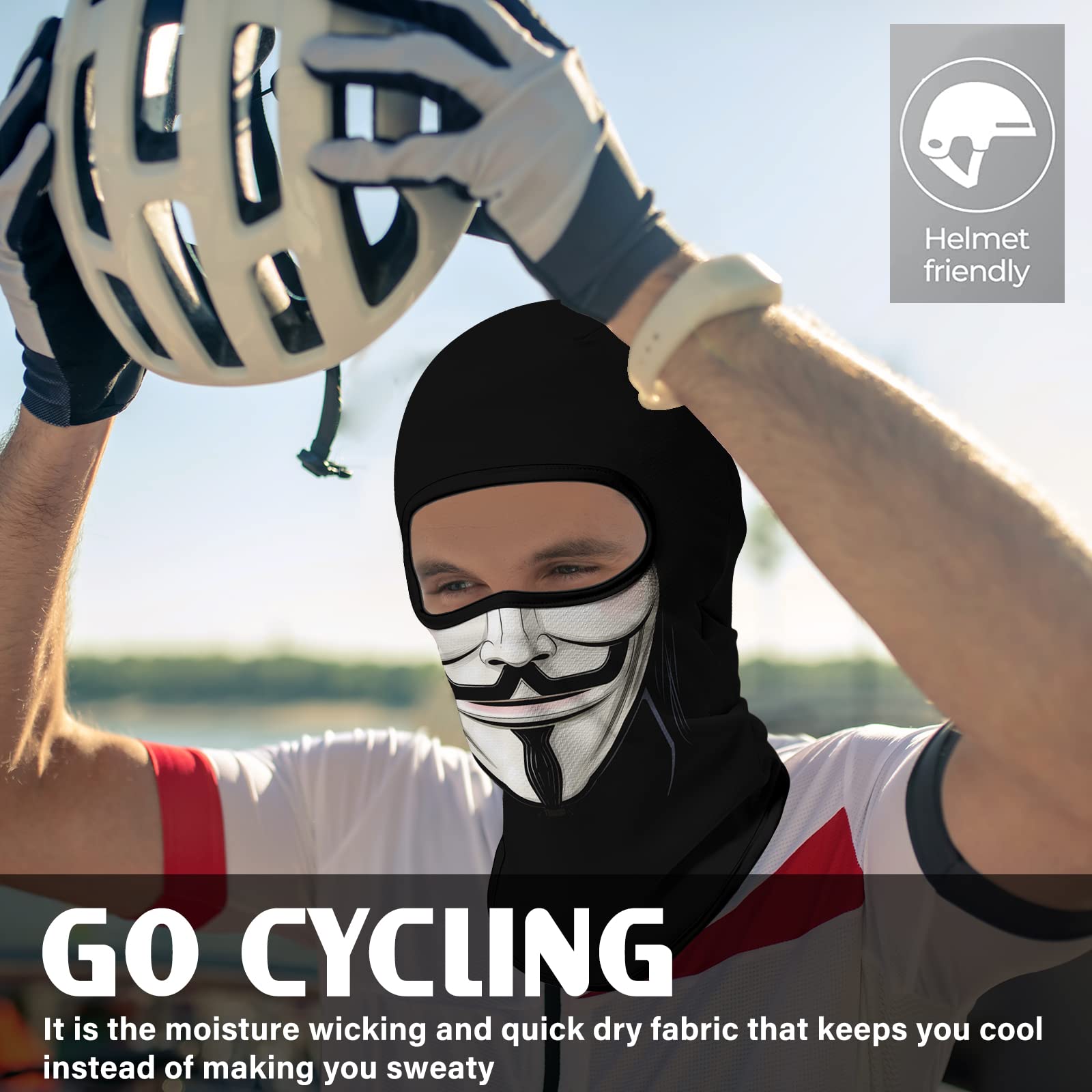 Obacle Balaclava Face Mask Men Women Ski Hunting Cycling (Men with White Gray Face Smile)
