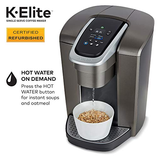 Keurig K-Elite Coffee Maker, Single Serve K-Cup Pod Coffee Brewer, With Iced Coffee Capability, Brushed Slate (Renewed), 12oz Steel Brew Size, Programmable,