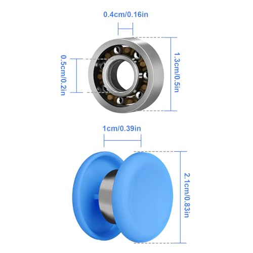 NiArt Fidget Spinner Toy DIY Bearing Set 20-Pack MR137 0.5" Single-Sealed Chrome Steel Bearing Replacement High Speed Epoxy Resin Casting Craft (4 Colors)
