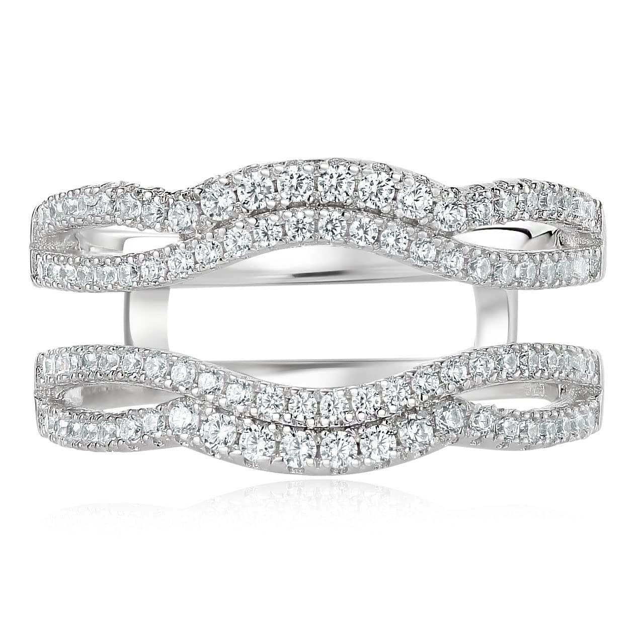 Newshe Bridal Ring Enhancer for Engagement Rings Wedding Band for Women AAAAA Cz Eternity Ring Guard Size 6