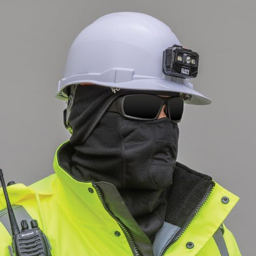 Klein Tools 60132 Balaclava, Warm Breathable Fleece Wind Proof Hinged Balaclava Face Mask, Black