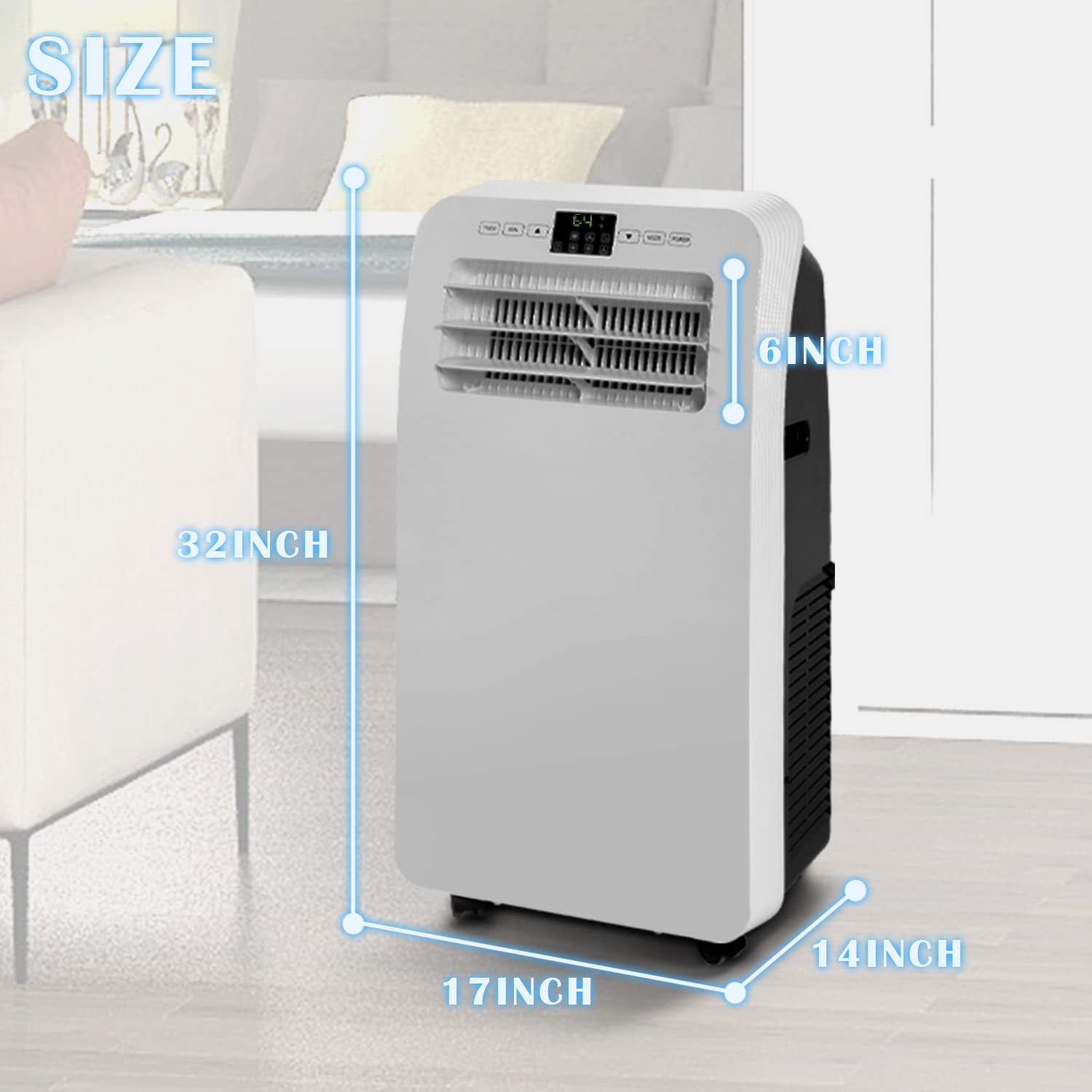 Rotihom 12000BTU Portable Air Conditioner, Home AC Unit with Remote Control, 3-in-1 Portable AC Unit with Quiet Operation, Dehumidifier Function, Built-in Fan Modes, Cooling