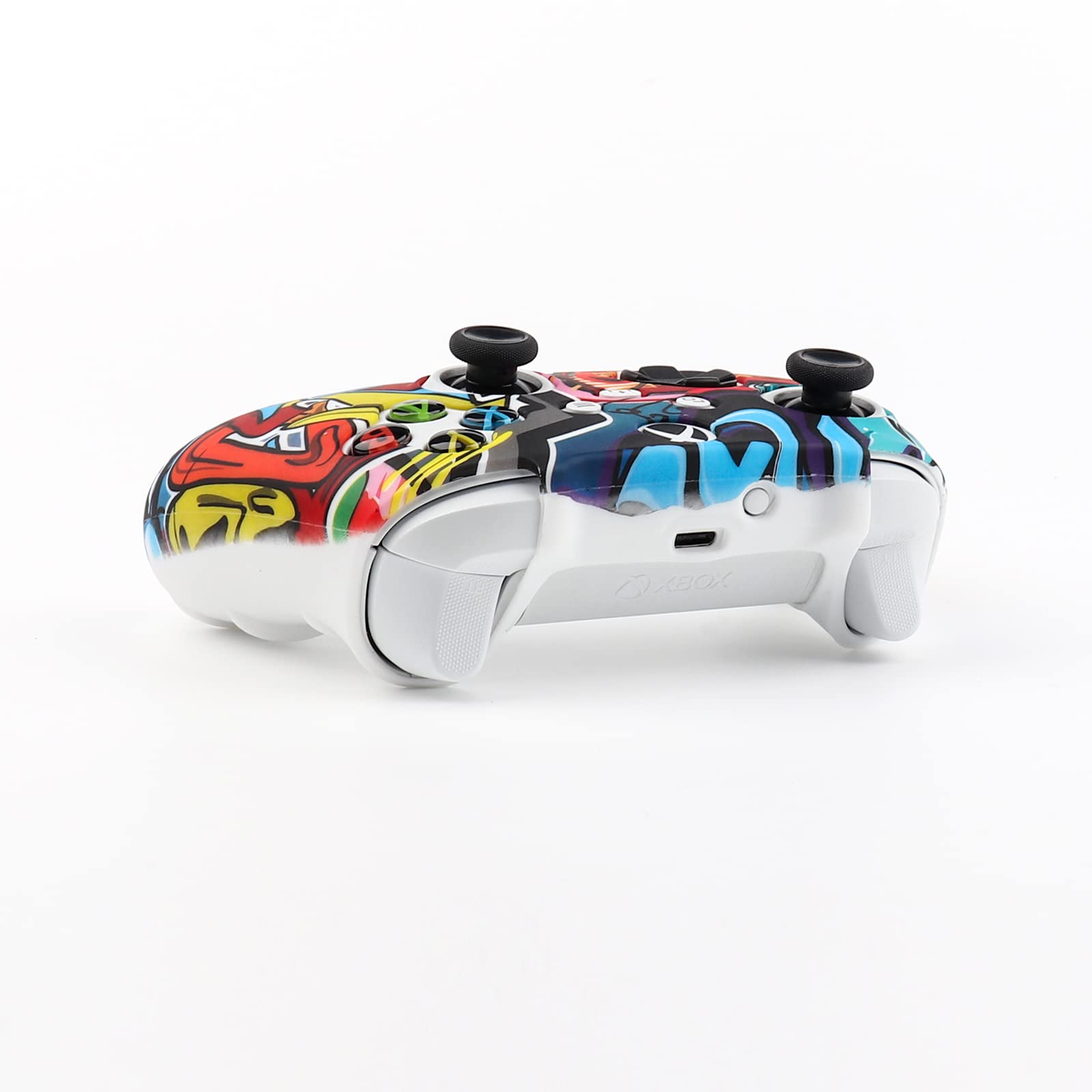 RALAN Controller Cover Skins for Xbox Series, Anti Slip Silicone Protector Compatible for Xbox Series S/X Controller (Black Pro Thumb Grip x 8,Cat + Skull Cap Cover Grip x 2)