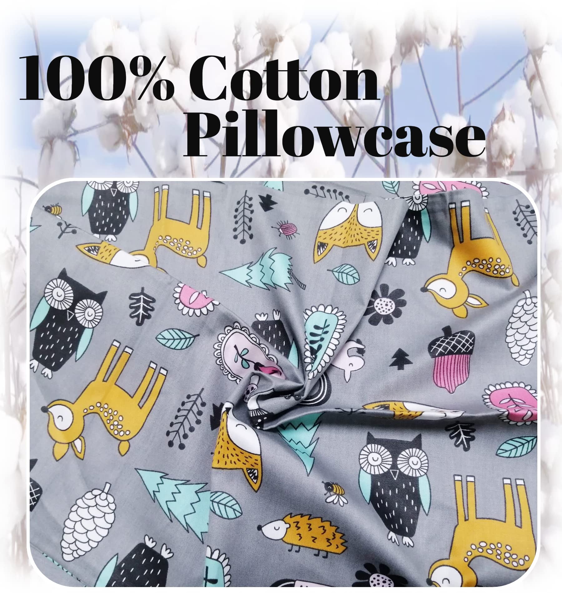 Toddler Baby Pillow Case - Cotton Pillowcase Bedding 2 Pack, Super Soft Envelope Closure Travel Pillow Cases for Nursery, Kids, Boys and Girls, 14 x 20 Inches