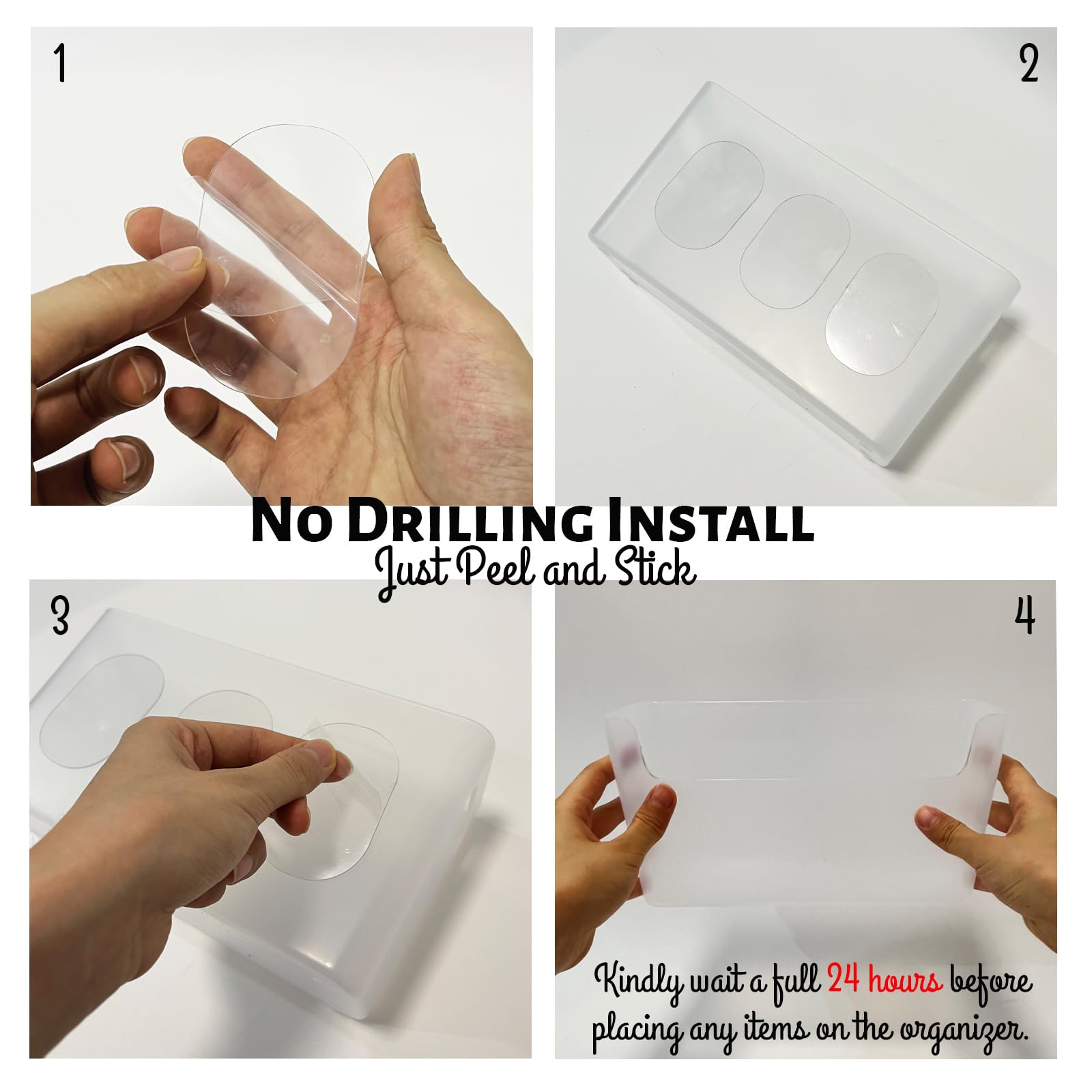 MaraFansie 2 Pack Over Cabinet Organizer Storage Lid Organizer Caddy Space Saver No Drilling Adhesive Over Door Organizer, Clear