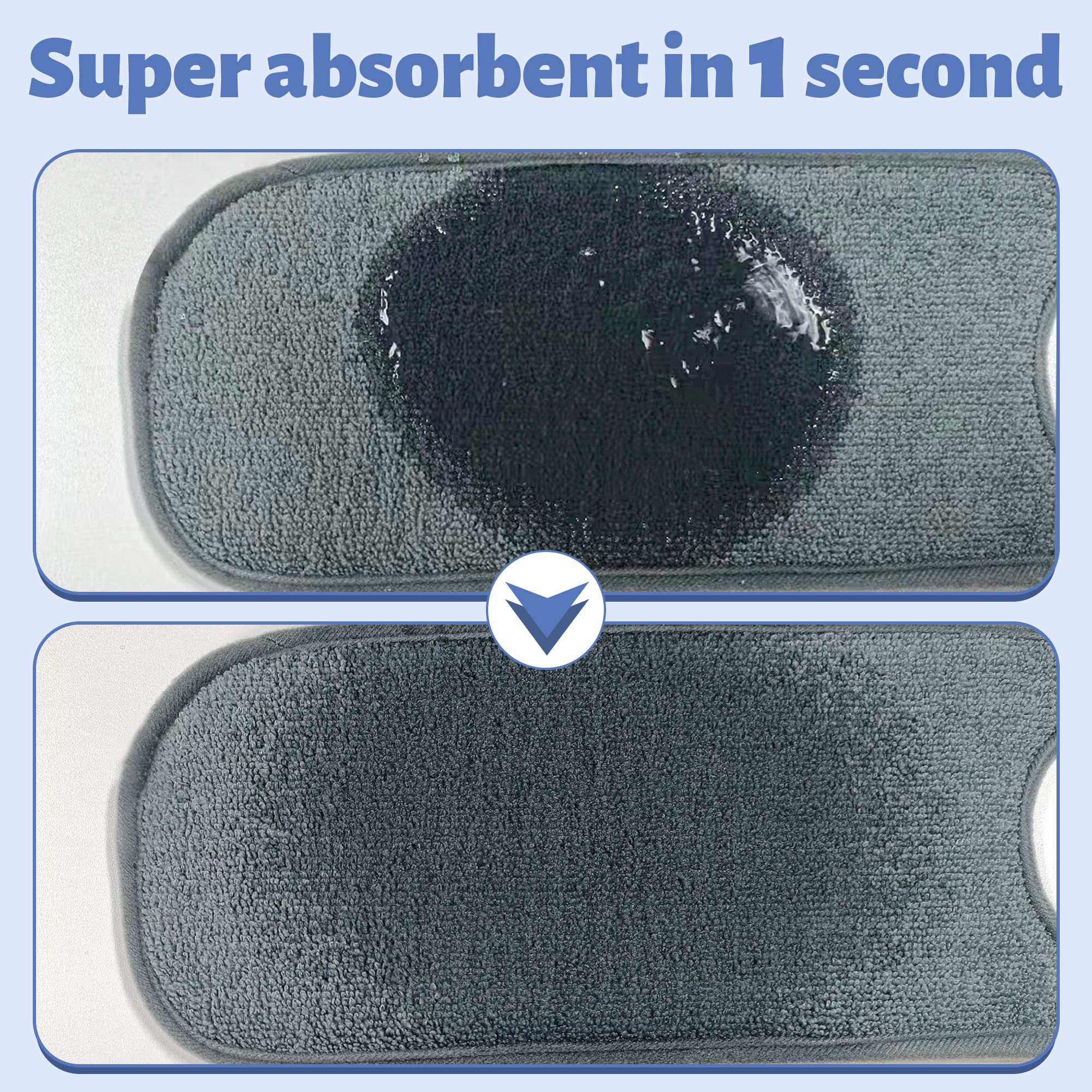 LOPNUR 2 Pack Faucet Mat for Kitchen Sink, 24 inch Long Kitchen Sink Splash Guard Behind Faucet, Thicken Sponge Microfiber Faucet Absorbent Mat, Machine Washable Faucet Splash Catcher, Gray