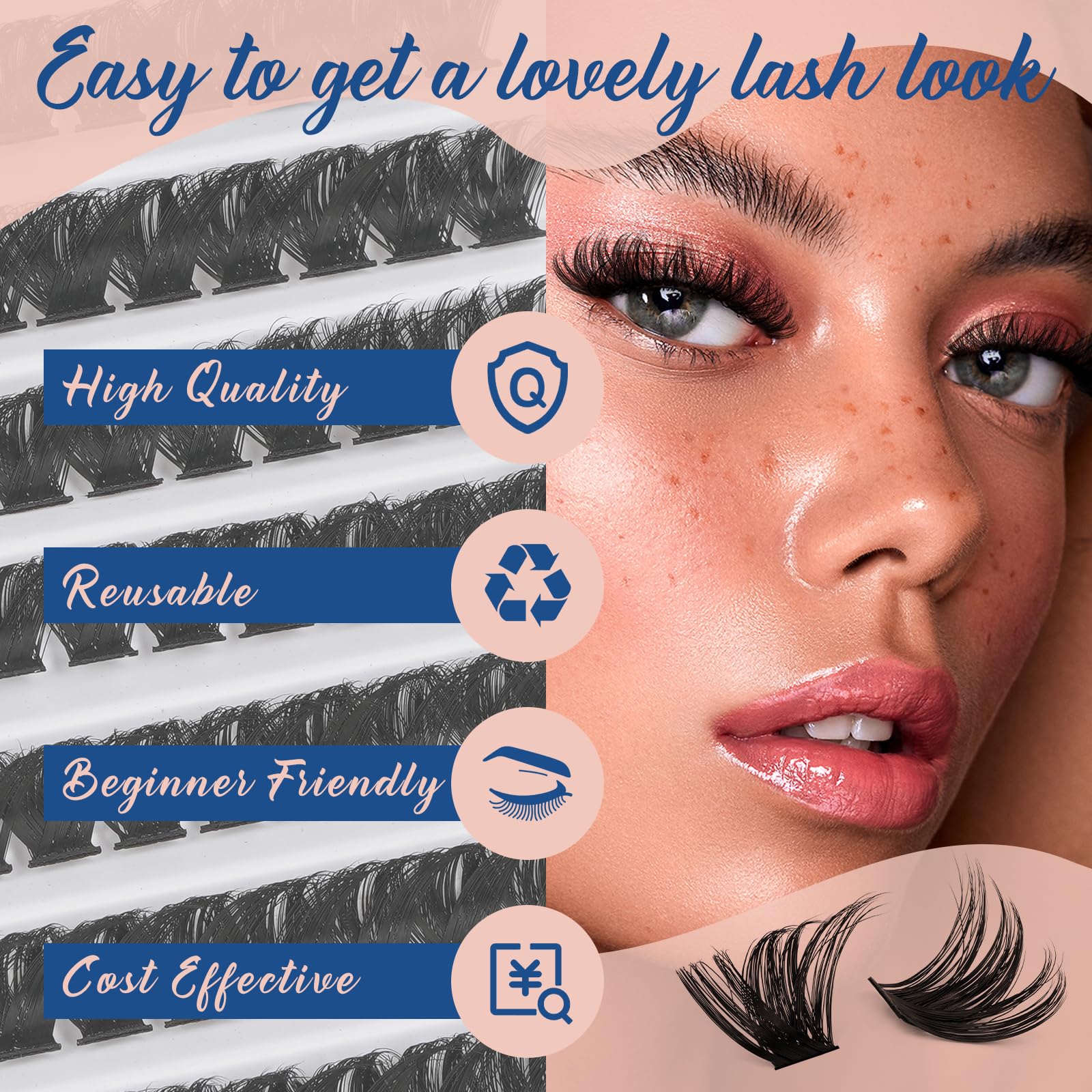 Lash Clusters 144 Pcs, Crislashes Cluster Lashes D Curl 12-18mm Mixed Fluffy Eyelash Clusters Wispy Manga Lashes Look Reusable at Home Lash Extension (Fluffy,D curl 12-18mm)