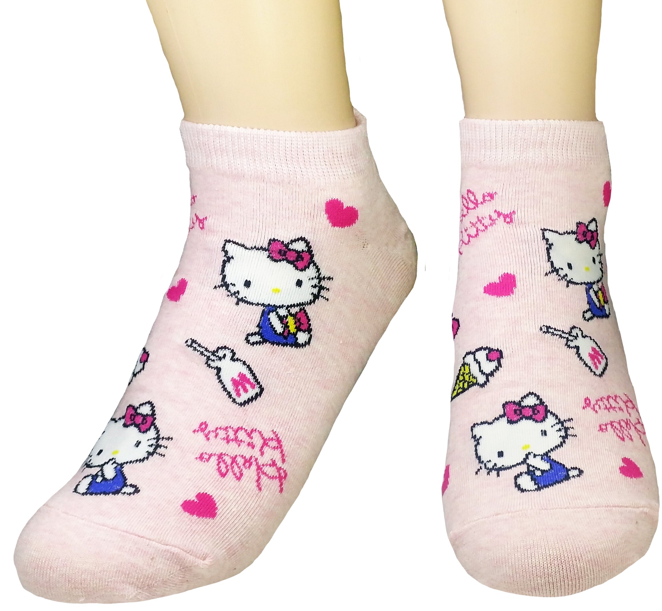 JJMax Women's Hello Kitty Cute Cotton Blend Ankle Socks Set, Milk Kitty, One Size