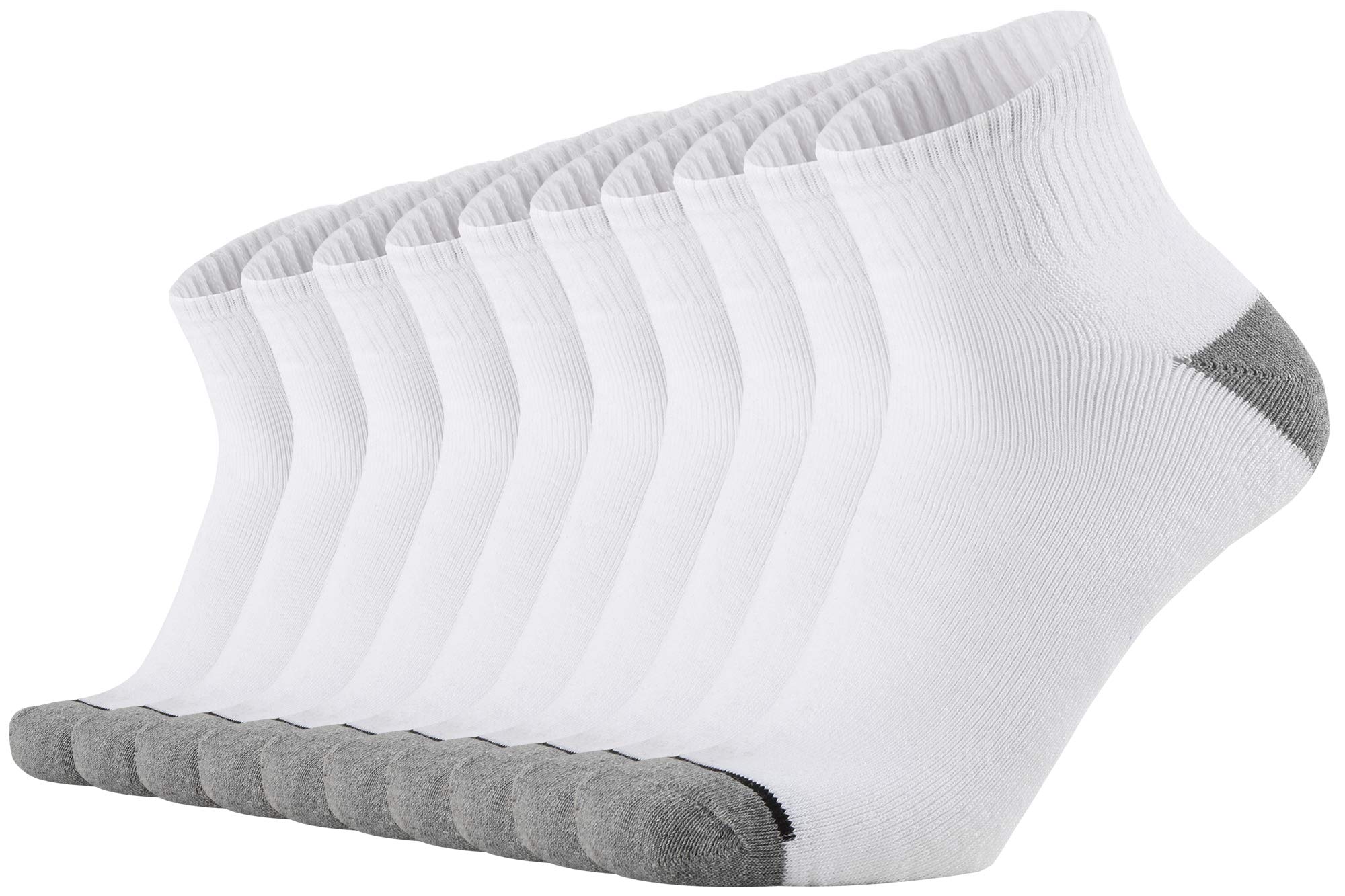 KMM Men's Cotton Knee High Over the Calf Socks for Outdoor Hiking Hunting Athletic Work Thick Full Cushion Moisture Wicking(White L)