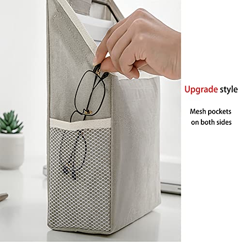 Teatalk 3 Pack Wall Hanging Storage Bags with Sticky Hooks,Closet Hanging Storage for Pocket,Bathroom Dormitory Organizer,Linen Cotton Organizer Box Containers for Bedroom