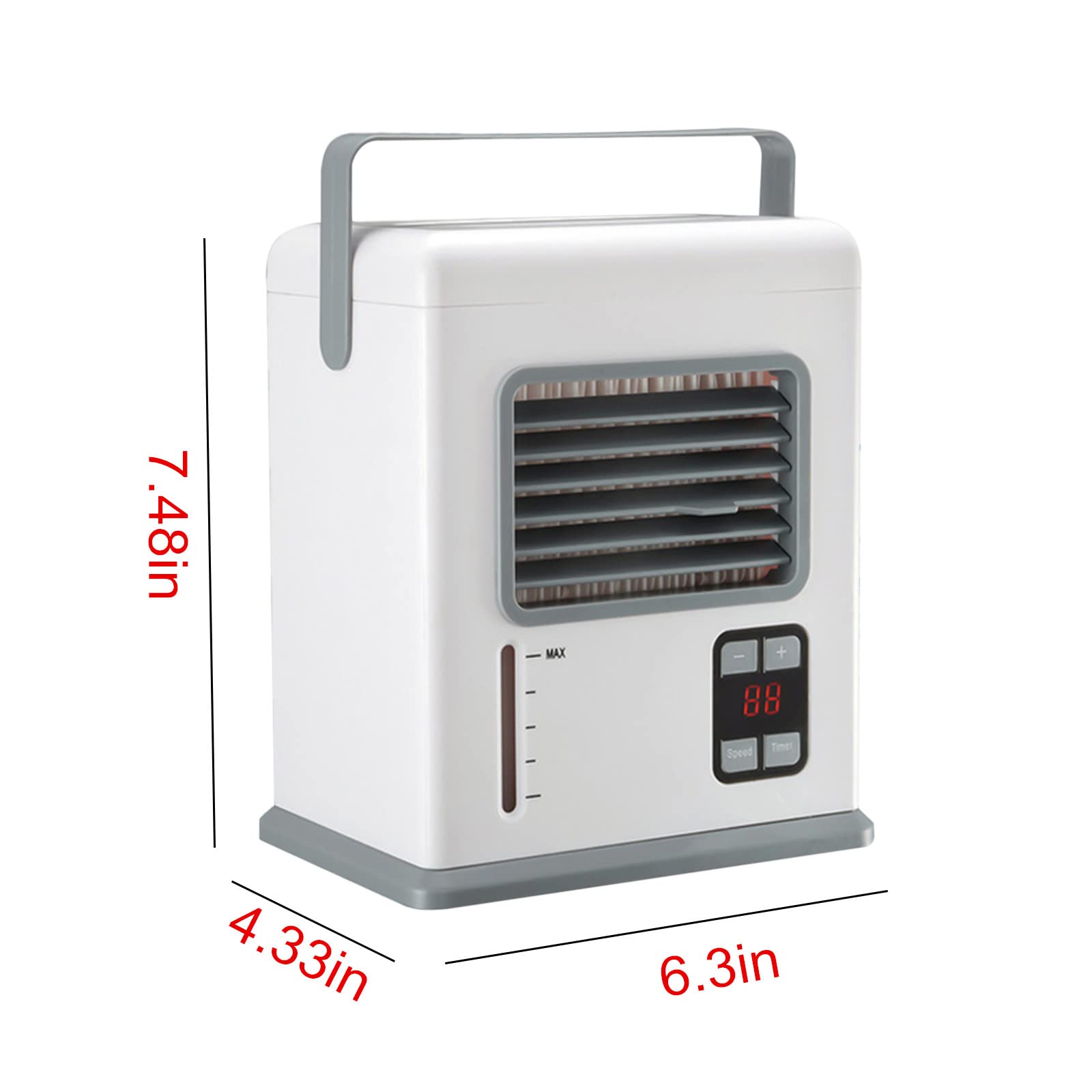 Portable Air Conditioner, Evaporative Air Cooler in 2 Speed, USB/AC Air Personal Conditioner with Timer for Home Office, Bedroom, White