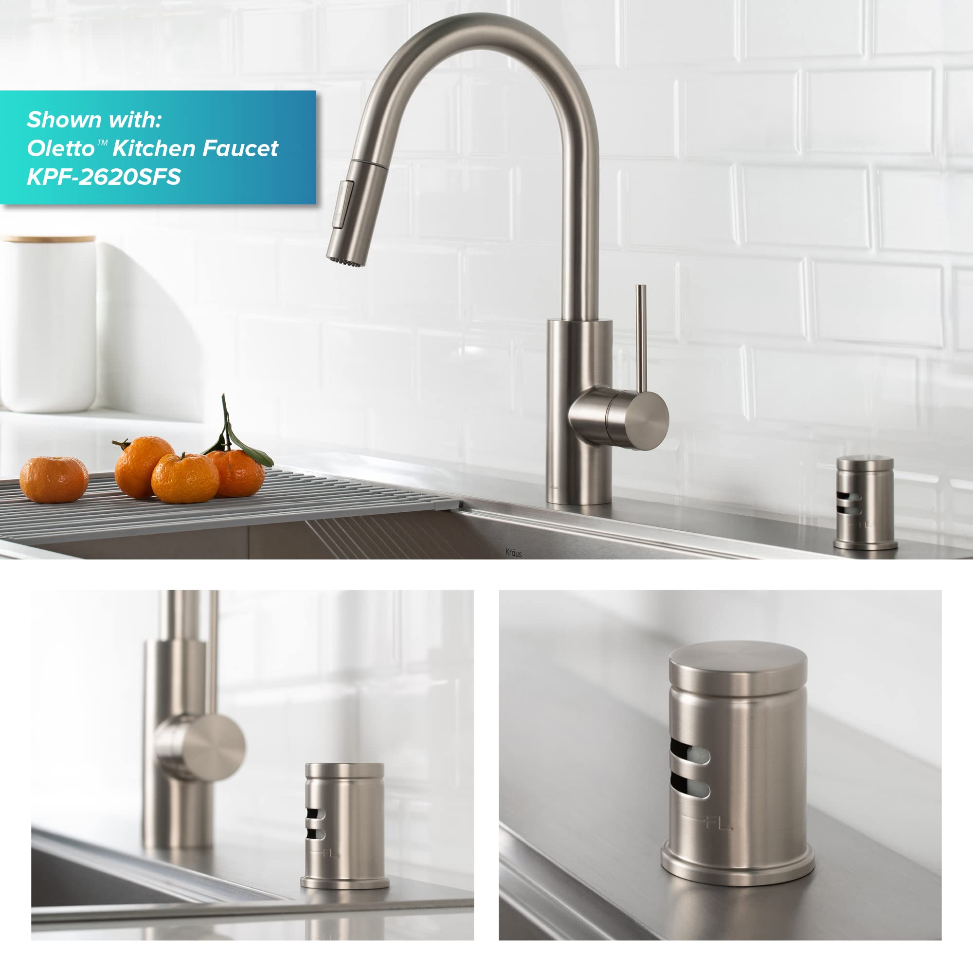 KRAUS Dishwasher Air Gap in Spot Free All-Brite⢠Stainless Steel, KAG-1SFS