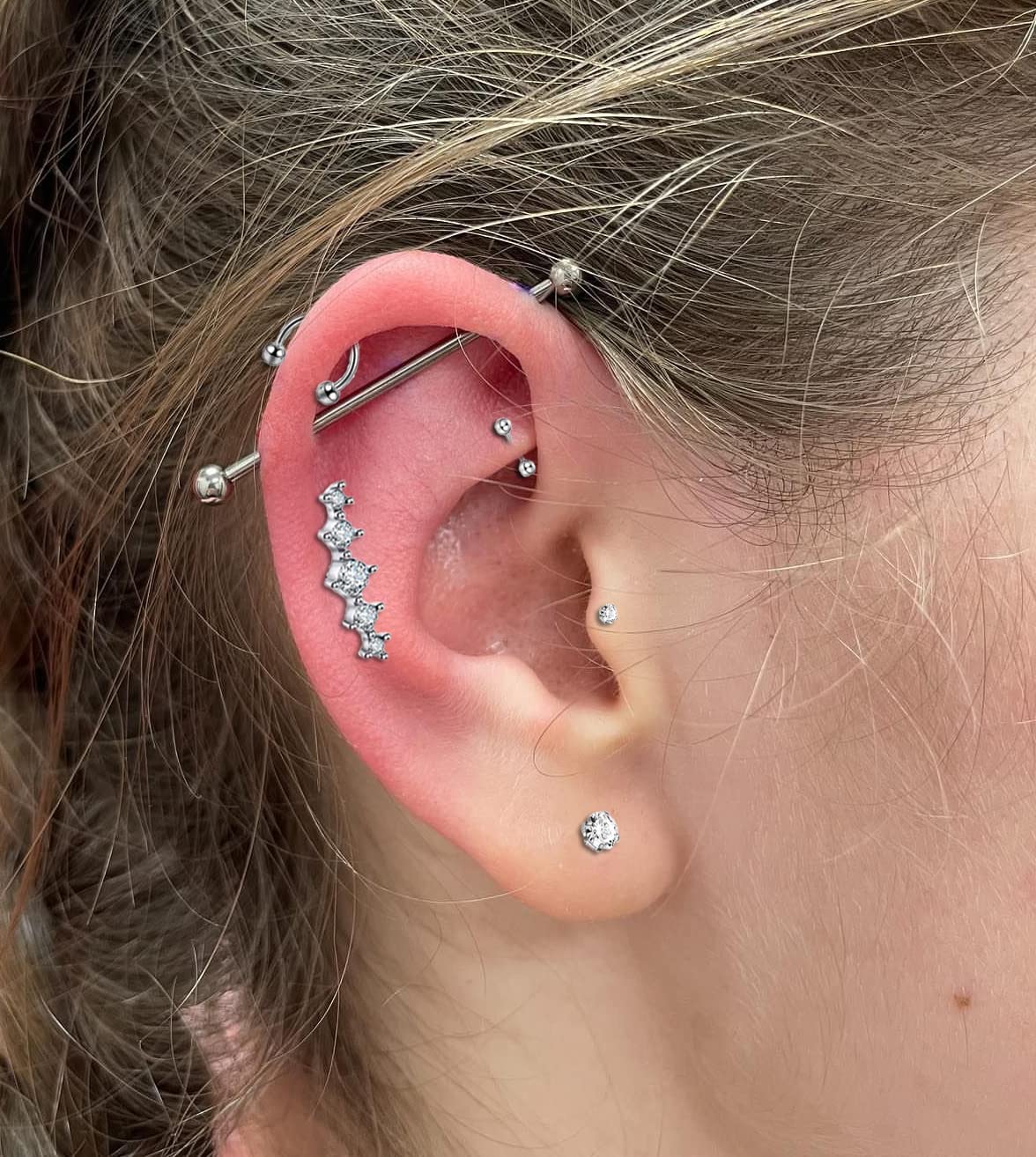 NICEIGHT 20Pcs 316L Stainless Steel Industrial Barbell Earring Cartilage Earring Helix Tragus Studs Conch Daith Piercing Jewelry G