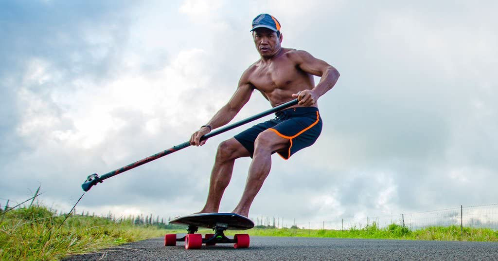 Kahuna Creations 46” Longboard Skateboard Fishtail Rocker Cruiser w/ 180mm Trucks, 69mm 82a Wheels, ABEC7 Bearings … (Shaka Kahili)