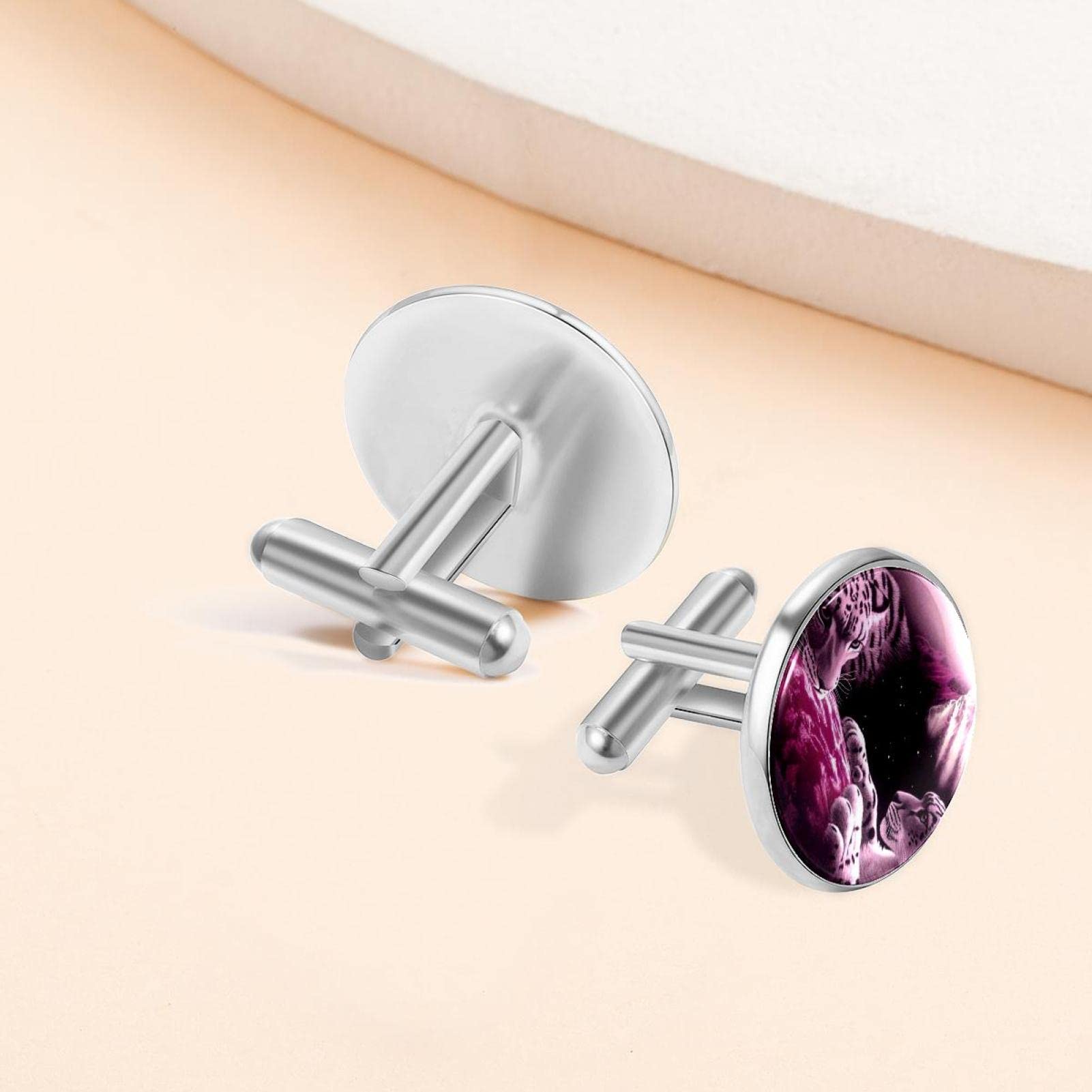 Purple Pink Black Leopard Pattern, Cufflinks and Studs Set for Tuxedo Shirts Business Wedding (Multiple Colors5)