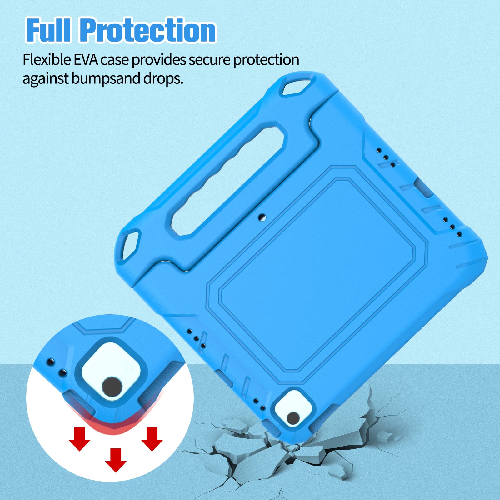 RTOBX Kids Case for iPad Air 5th/4th Generation,iPad Air 10.9 inch 2022/2020 Case with Screen Protector, iPad Pro 11 Protective Case with Handle Stand for Apple iPad Air 4/5 & Pro 11,Blue