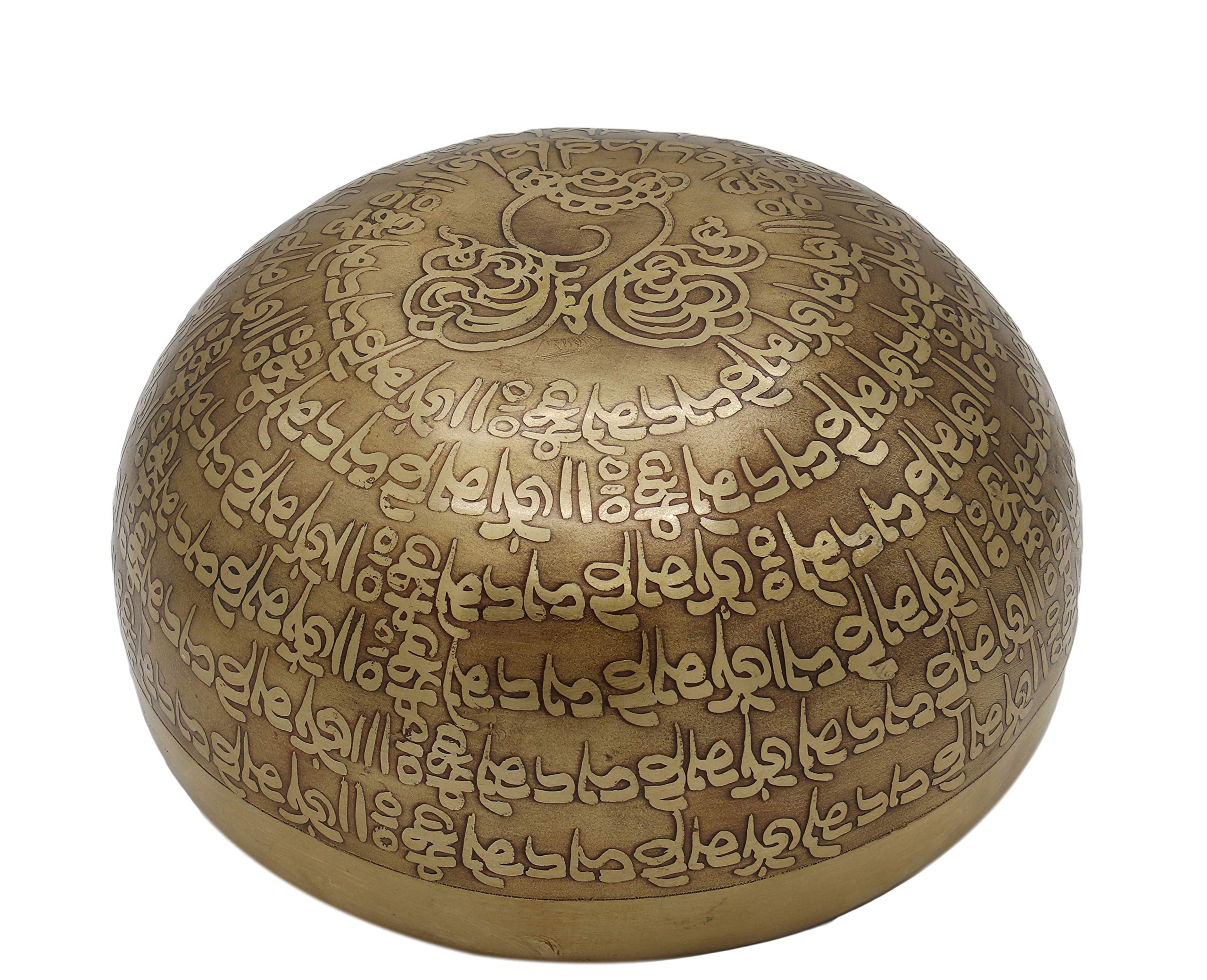 KHUSI 6 Inch Tibetan Singing Bowl, Full Mantra Conch Engraved Sound Bowl for Mindfulness Chakra Bowl, Comes w/Silk Box, Cushion and Leather grip Mallet