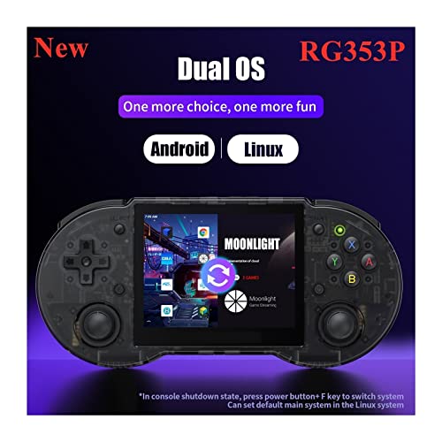 Retro Game RG353P Handheld Video Game Console 3.5 Inch IPS Screen RK3566 with WiFi Android Li-nux TV Out Retro Games Player Box (Size : 128G 25000 Games, Color : Black with Bag)