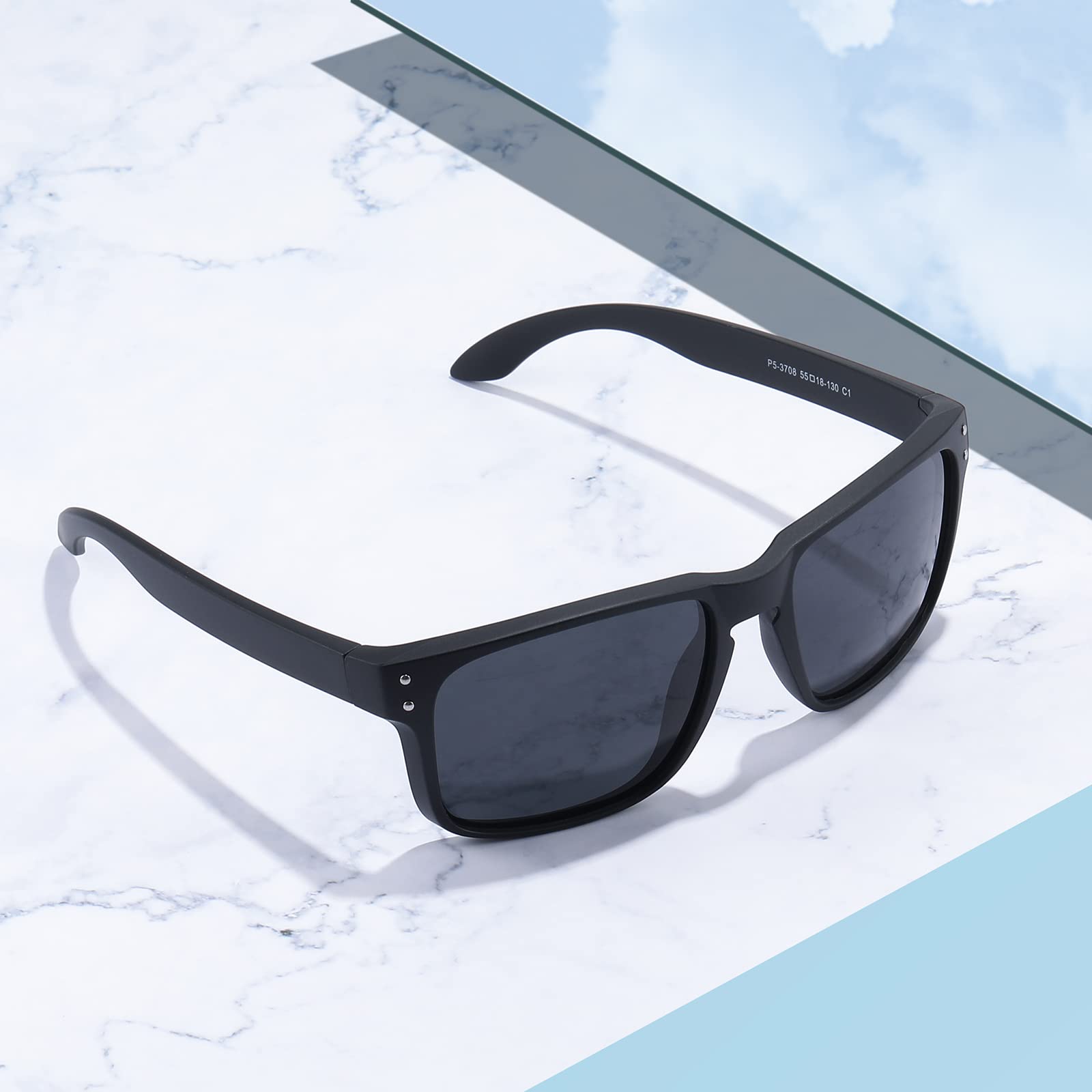 Polarized Sunglasses Men Womens - Retro Square Sun Glasses for Fishing Driving UV Protection