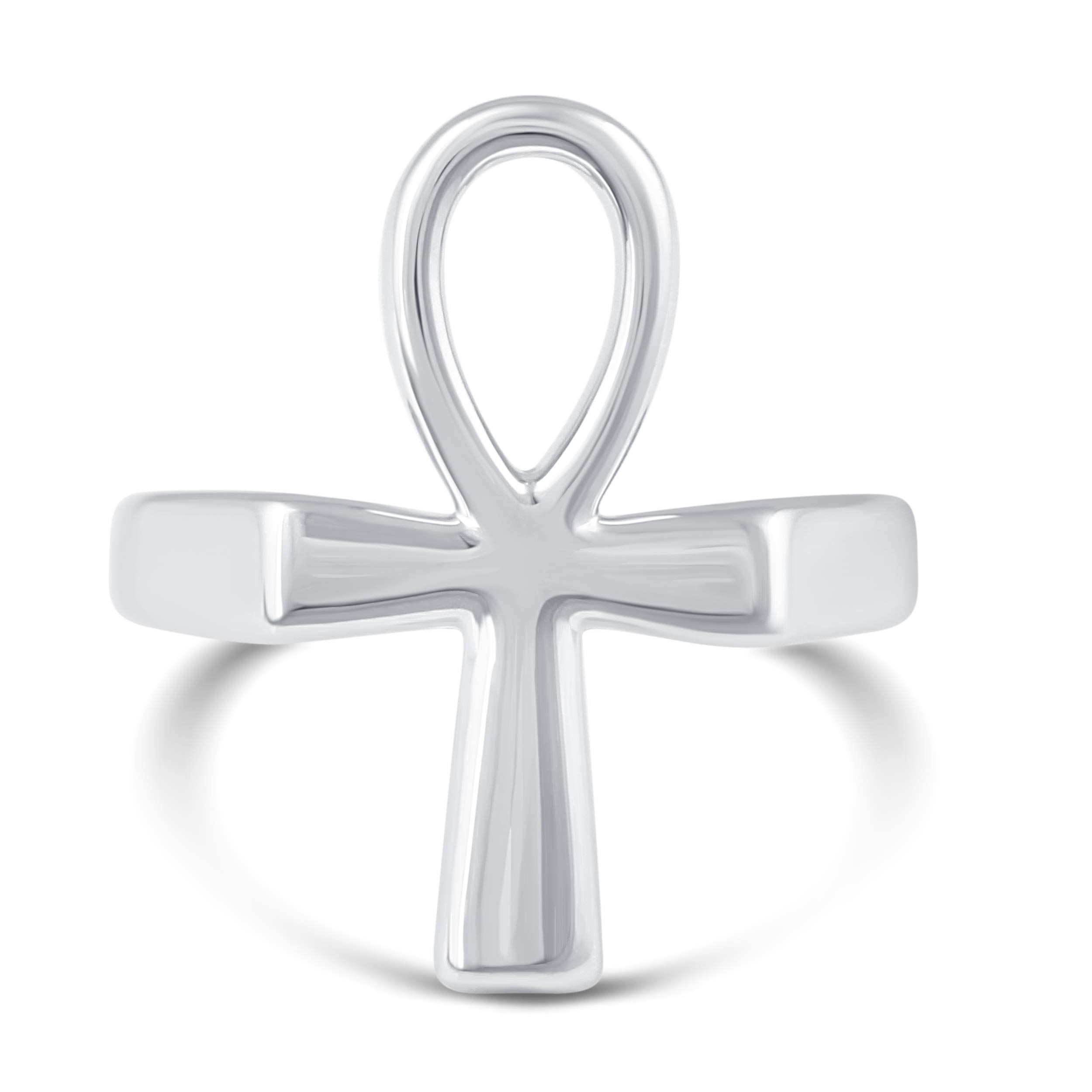 Prime and Pure Egyptian Ankh Cross Eternity Ring in 925 Sterling Silver (SIZE 8)