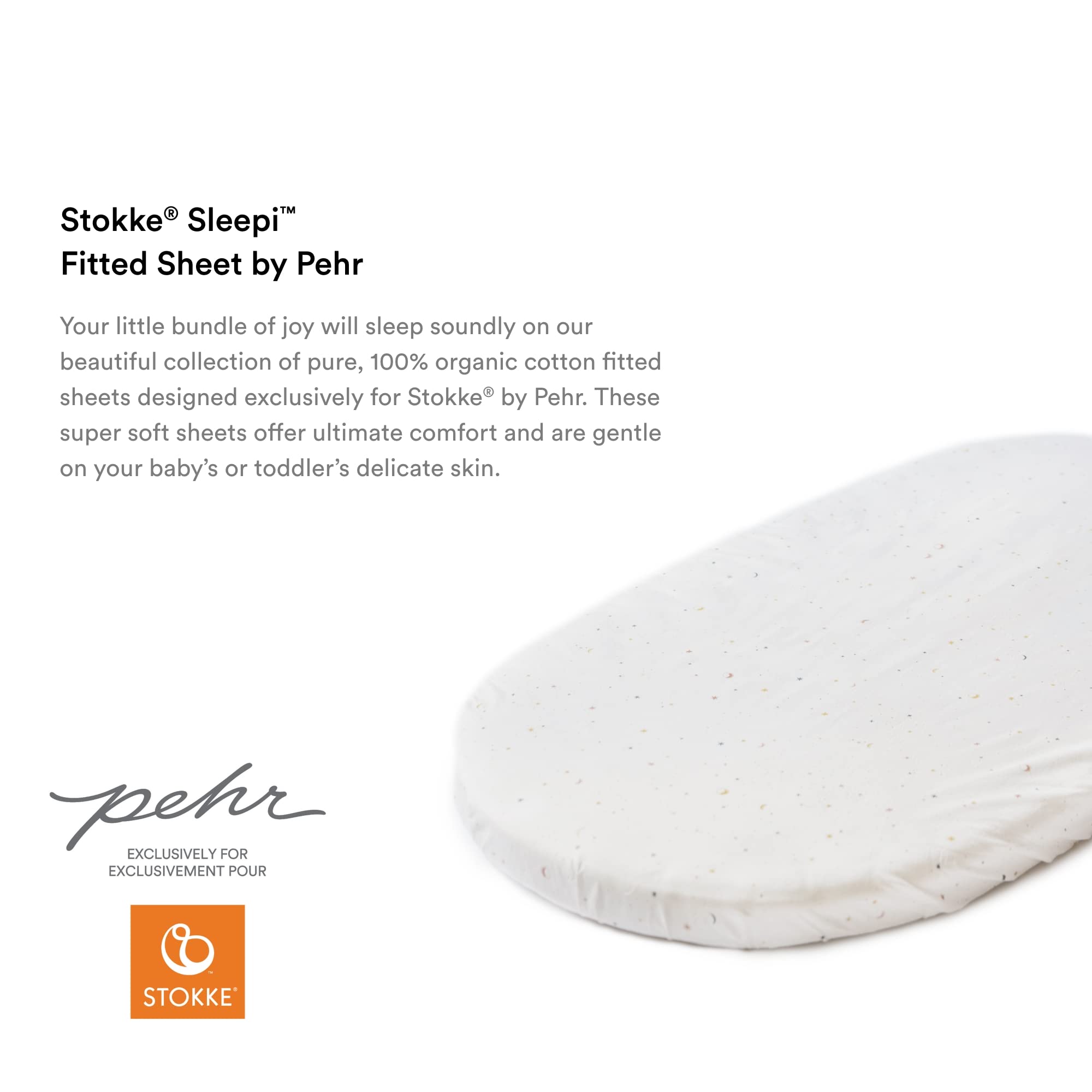 Stokke Sleepi Fitted Sheet by Pehr, Celestial - Soft Sheets for Stokke Sleepi Mini & Crib/Bed - Available in Playful Patterns - 100% Cotton