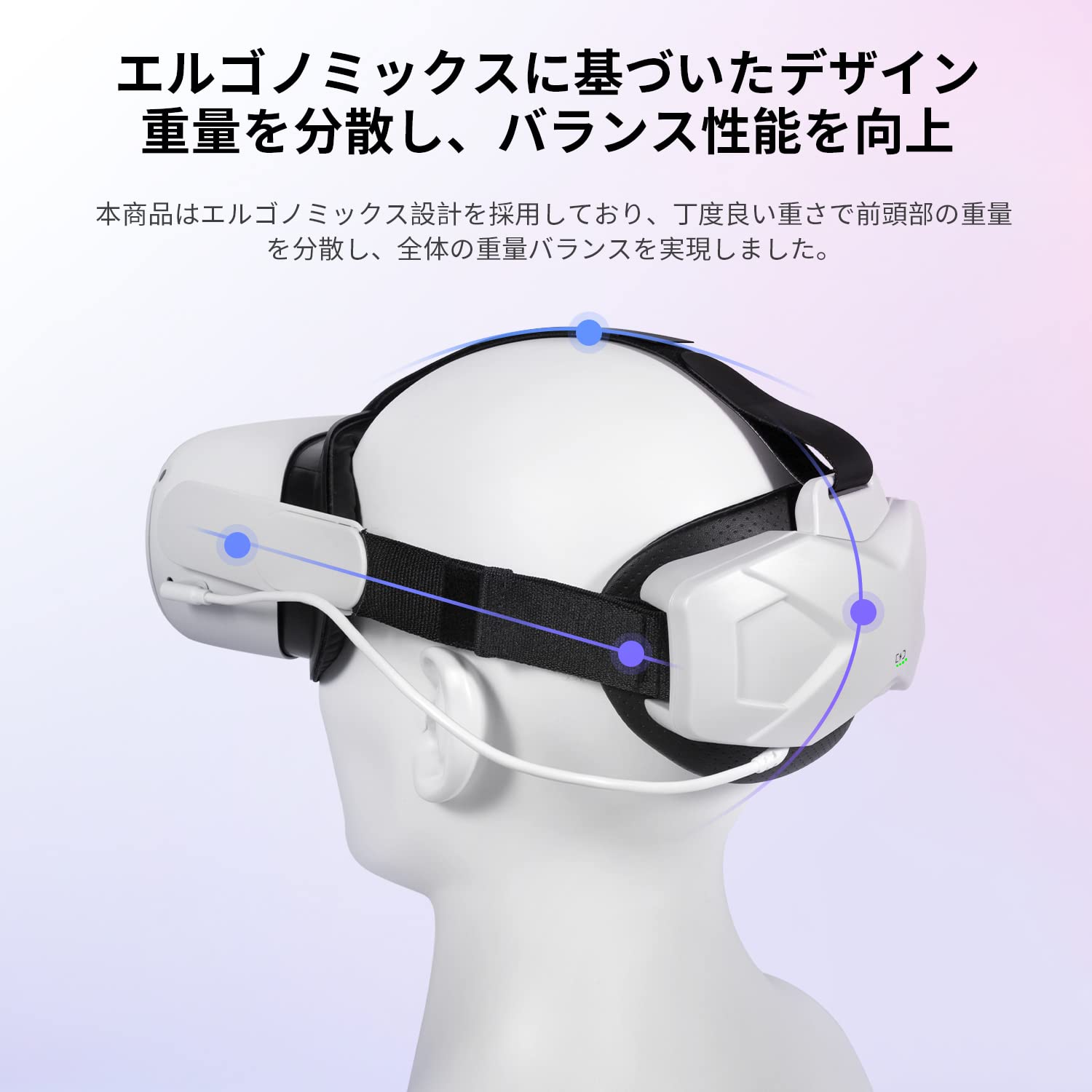 Oculus Meta/Quest 2 Head Strap with Battery Pack, ECHTPower Adjustable Elite Strap 5000mAh Fast Charging Extend 3hrs in VR Playtime, Quest 2 Head Elite Strap Accessories Enhanced Support-offWhite