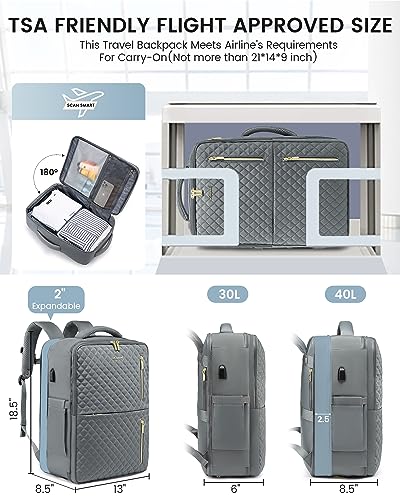 LOVEVOOK Carry On Backpack, 40L Airline Approved Travel Backpack for Women as Personal Item, Expandable 17 inch Laptop Backpack, Large Casual Daypack Waterproof Luggage Suitcase with Toiletry Bag