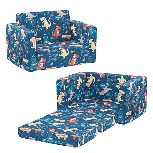 Ulax Furniture Kids Sofa Couch, Children Flip-Out Chair 2-in-1 Toddler Chairs Convertible Sofa to Lounger