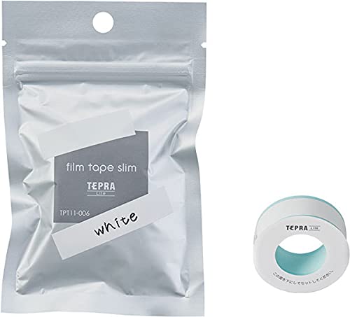 KING JIM TEPRA Lite Film Tape Slim Clear Series, Thermal Synthetic Paper, Width 0.43" Length 13.1 from (White)