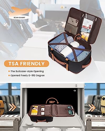 LOVEVOOK Carry On Backpack, 40L Travel Backpack Women with 3 Packing Cubes, TSA Airline Approved Suitcase Bag as Personal Item, Waterproof 17 inch Laptop Backpack for Weekender Overnight, Black Brown