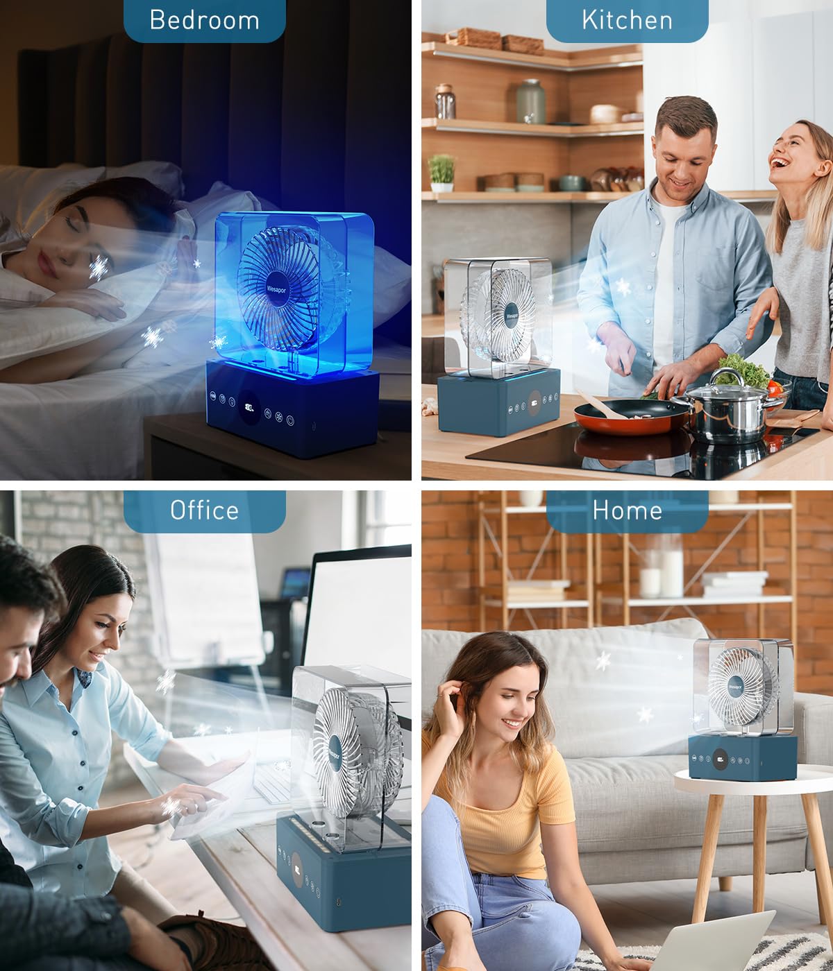 Portable Air Conditioner Cooling Fan with 3600mah battery, Quiet with 3 Speeds, 1000ml Evaporative Personal Air Cooler Fan with Mist, 8H Timer, 4 LED mode, Small Air Conditioner for Bedroom Office