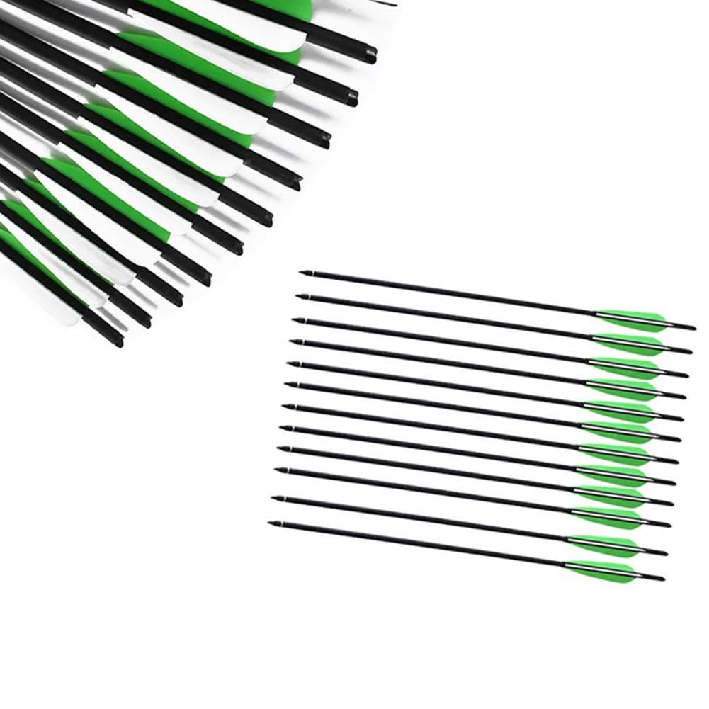 JY-Sports Crossbow Bolts Outdoor Shooting Arrows 20''Archery Hunting Arrow Replaceable Tips 12Pcs/Box (Green-Fletching)