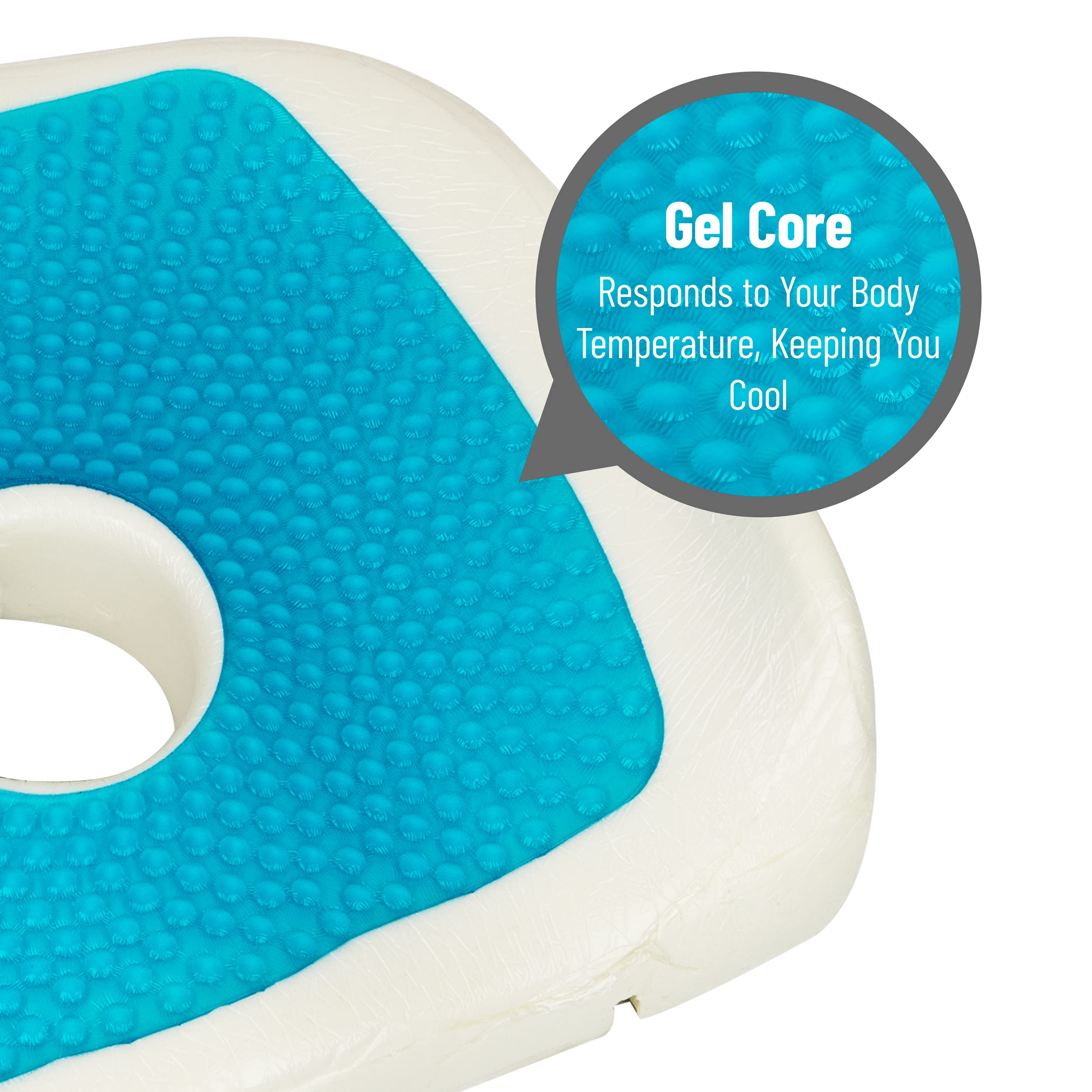 Mind Reader Office Chair Cushion, Ergonomic, Orthopedic, Portable, Car, Memory Foam, 18.25" L x 14.25" W x 2.75" H, Blue/Gray