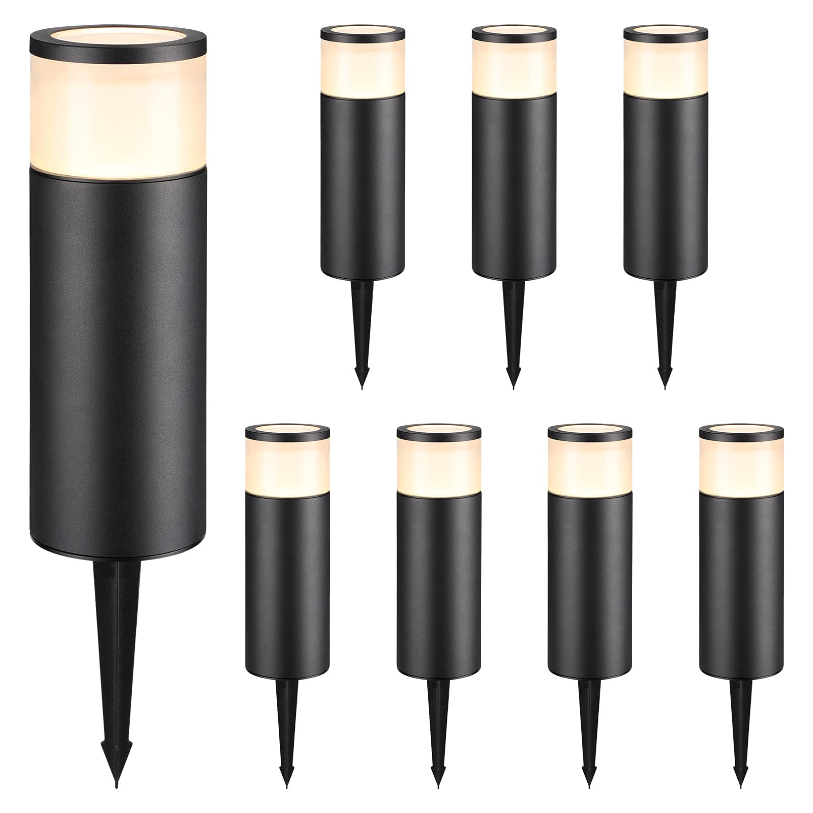 LEONLITE 8-Pack Low Voltage Pathway Lights, 5W LED Landscape Lighting, 12V AC/DC Landscape Path Lights, Aluminum Housing, IP65 Waterproof, 50,000 Hours Lifespan, 3000K Warm White