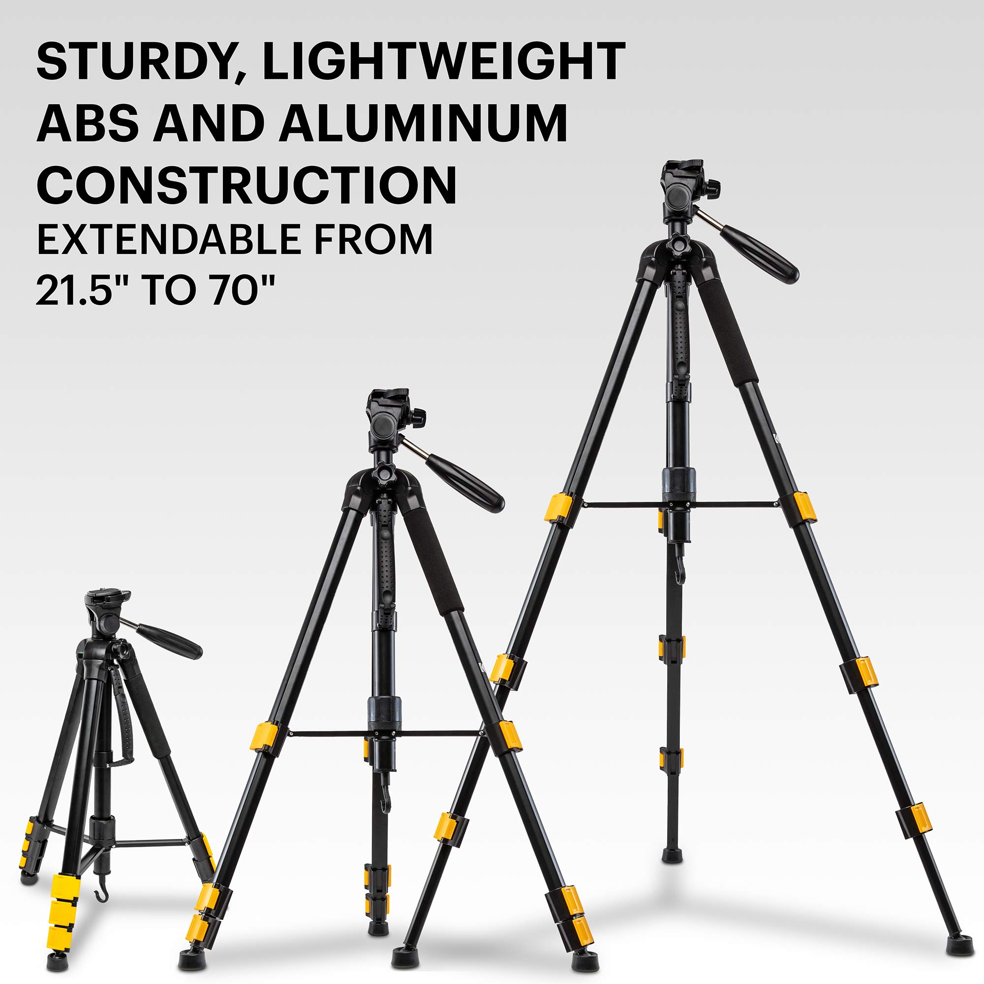 KODAK PhotoGear 2-in-1 Tripod & Monopod | Lightweight 70β 4-Section Flip-Lock Aluminum Tripod Converts to 64.5β Monopod | QuickRelease Plates 3-Way Swivel Head Bubble Level BONUS Tripod E-Guide & Case