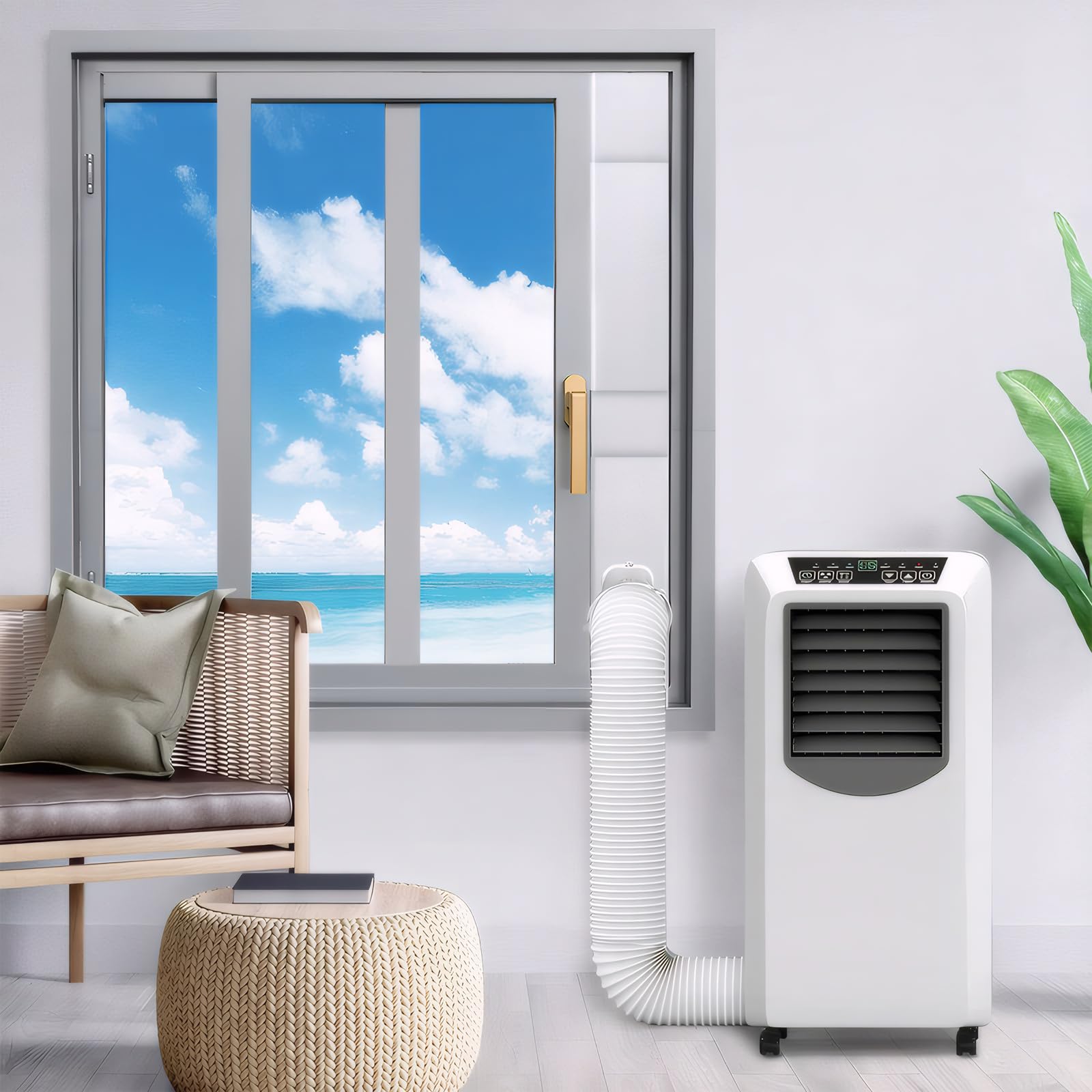 Portable Air Conditioner Window Vent Kit with 5.9" Exhaust Hose, Portable AC Seal Kit for Sliding Window with 4 Plates, Universal Coupler Fits 5.9 & 5.1 Inch Diameter Exhaust Hose