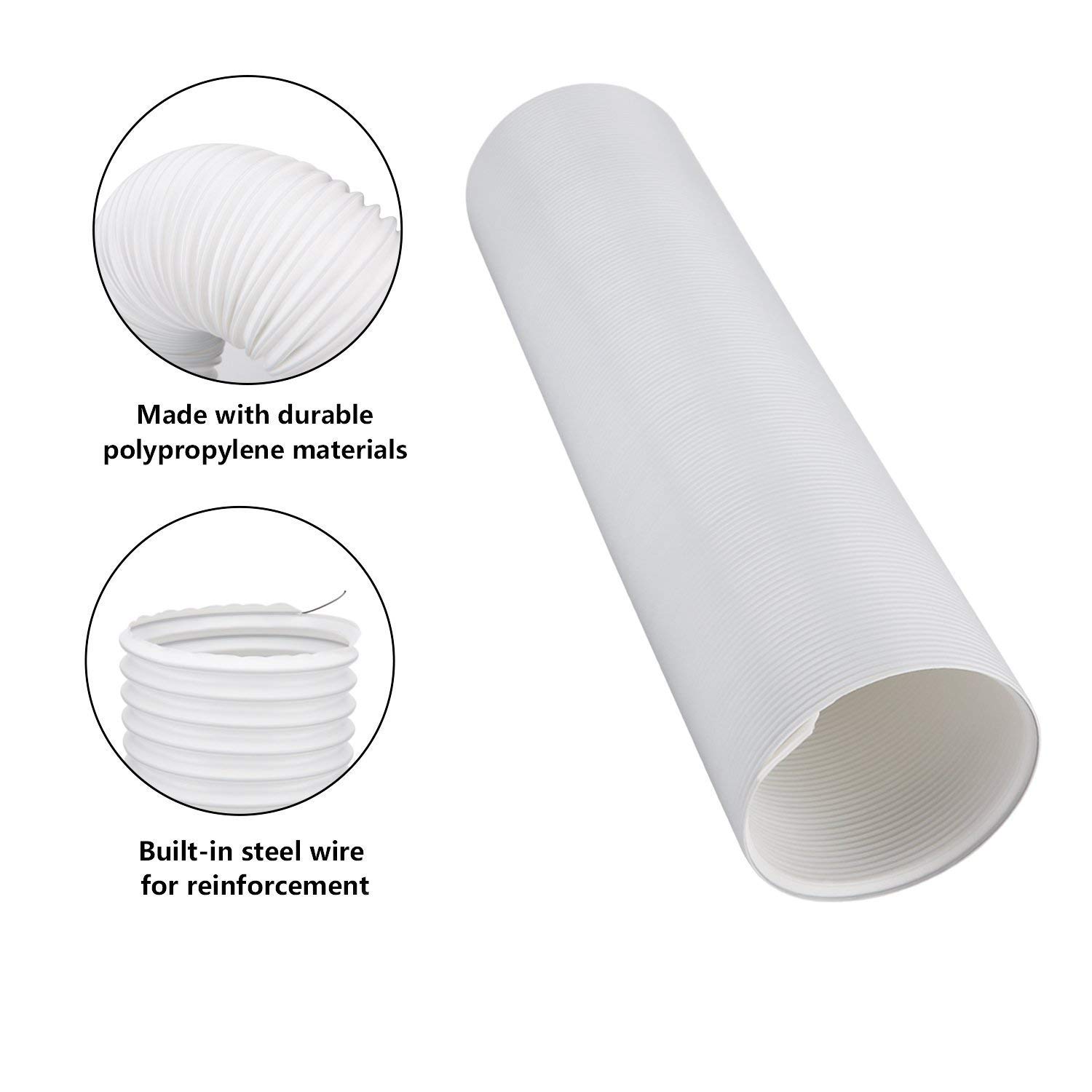 Kodiak Supplies Exhaust Hose for Portable Air Conditioner – 6” Diameter &. 80” Length – Flexible Counter-Clockwise Exhaust Hose for Replacement