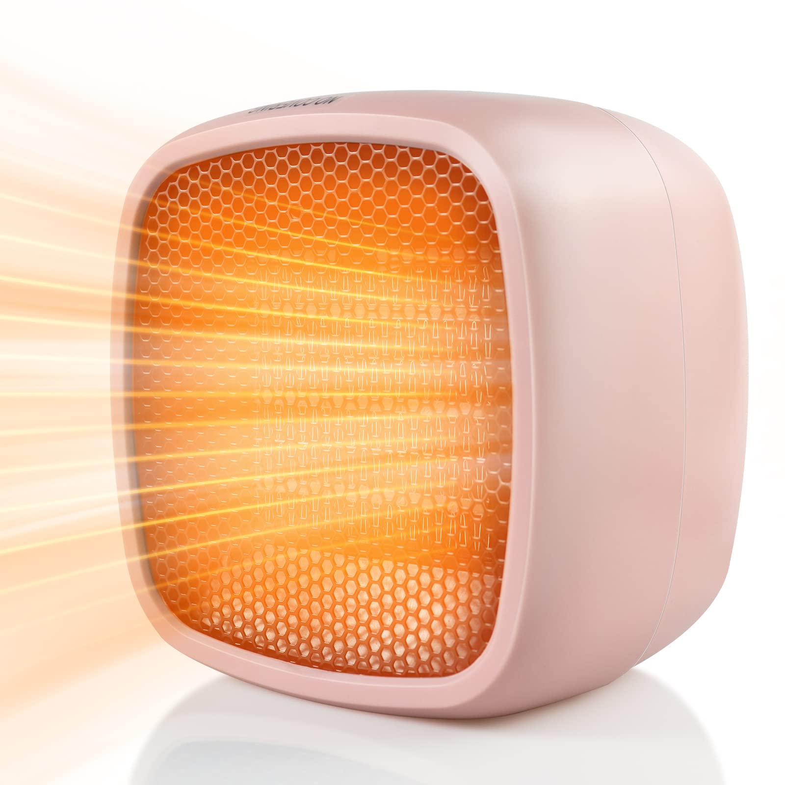 Portable Space Heater, YOUCIDI 1000W/800W Ceramic Electric Heater, Compact Small Warmer, Heat Up in 2 Seconds, Safe and Quiet for Office Room Desk Indoor Use (Pink)