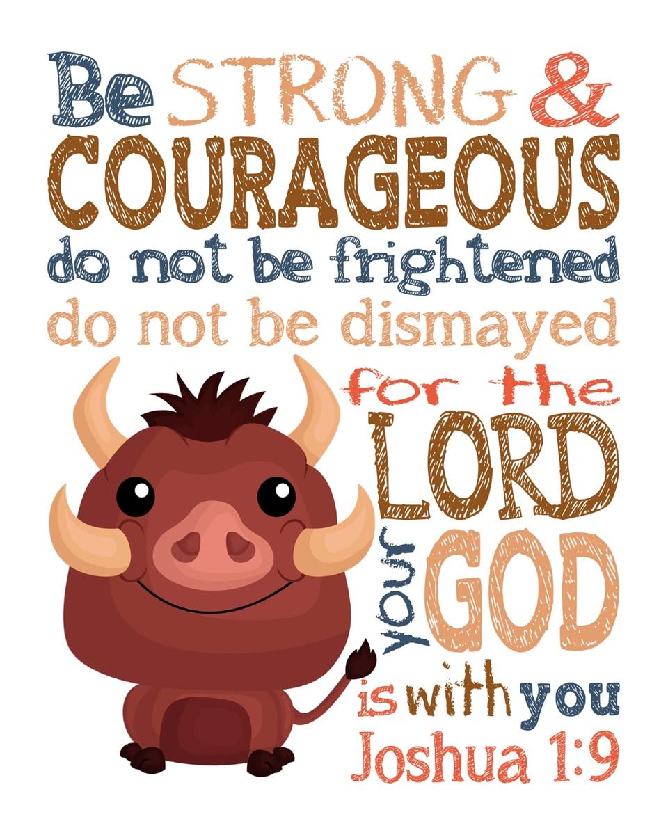 Lion King Christian Nursery Decor Set of 4 Unframed Prints Mufasa, Pumba, Simba and Timon with Bible Verses