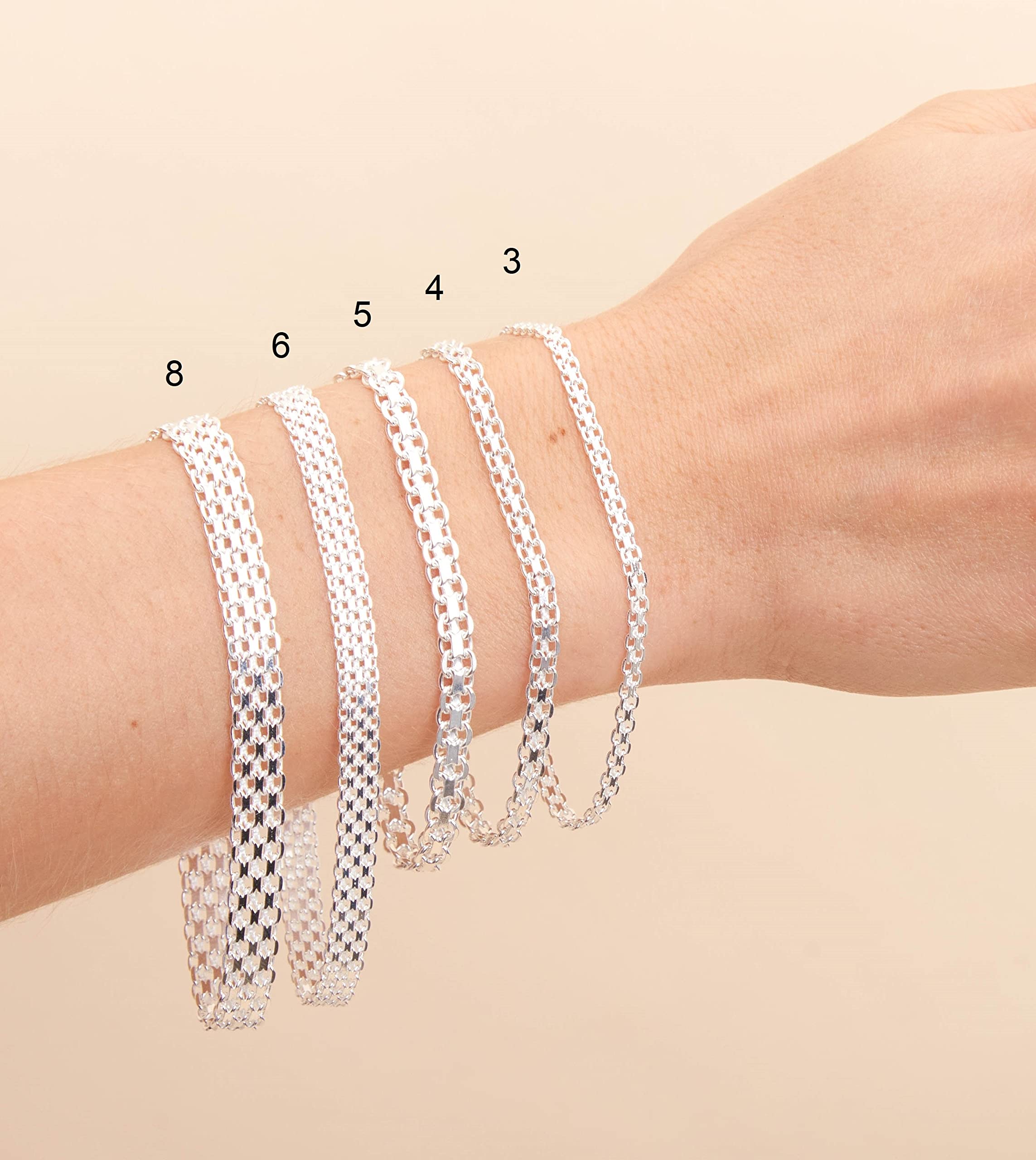 Olive & Chain 925 Sterling Silver Bismark Mesh Bracelet, 5mm Width & 7 Inch Length, Men’s & Women’s
