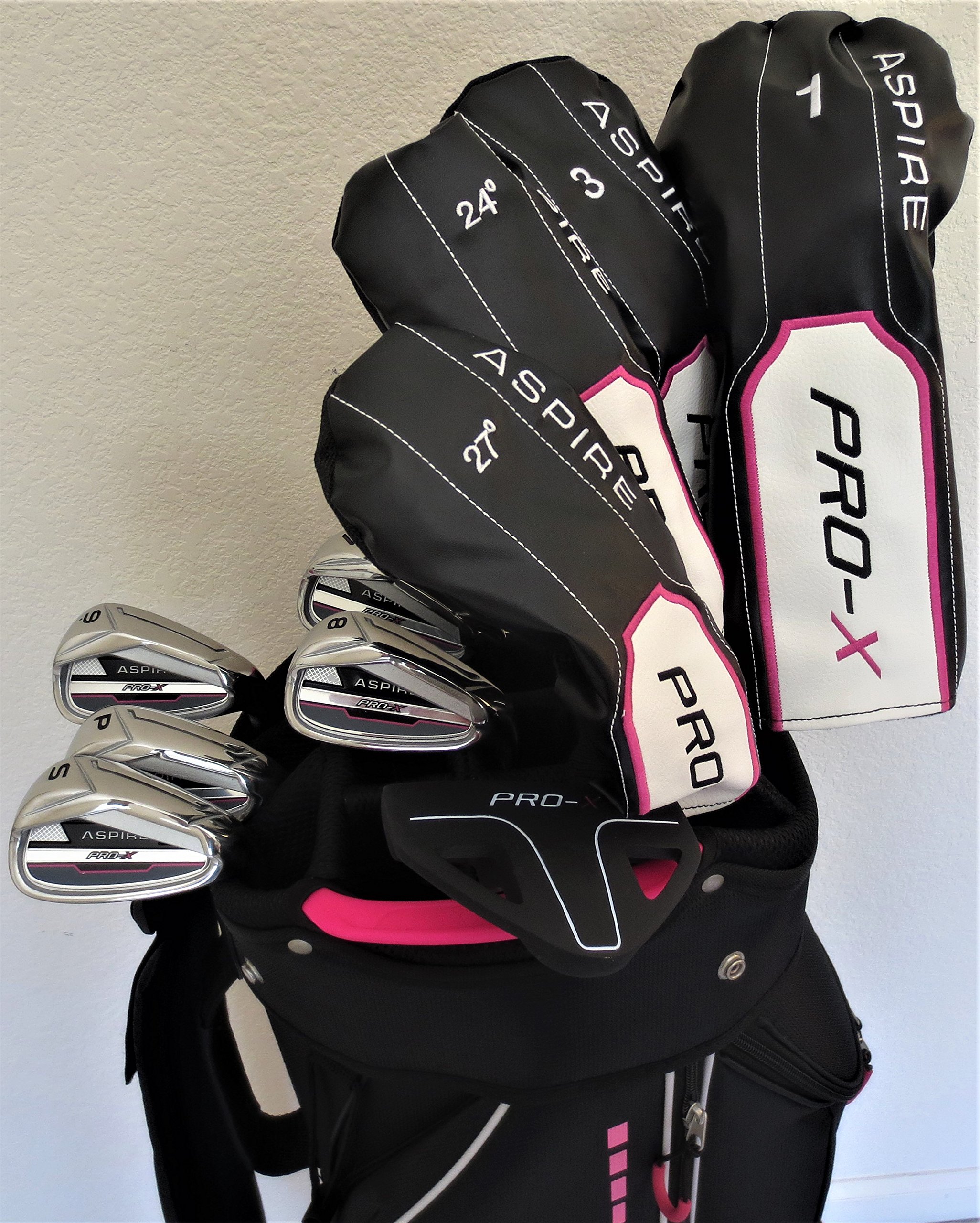 Ladies Complete Golf Club Set - Driver, Fairway Wood, 2 Hybrid Clubs, Irons, Putter, and Deluxe Bag Pink Right Hand