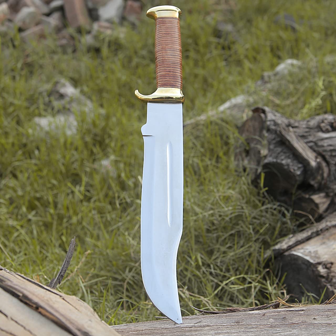 Leopard Picks Custom Handmade Fixed Blade Knife High Carbon Steel Forged Hunting Knife Large Bowie Knife 18" For Outdoor Camping