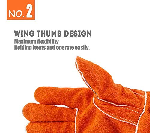 QeeLink Leather Welding Work Jacket with Gloves Flame-Resistant Heavy Duty Split Cowhide Leather Welder Jackets with Gloves for Men & Women, XX-Large