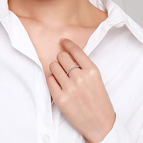 Musihy Wedding Ring Women, Sterling Silver Ring Square Thin Ring Silver Ring Silver Ring Size 9