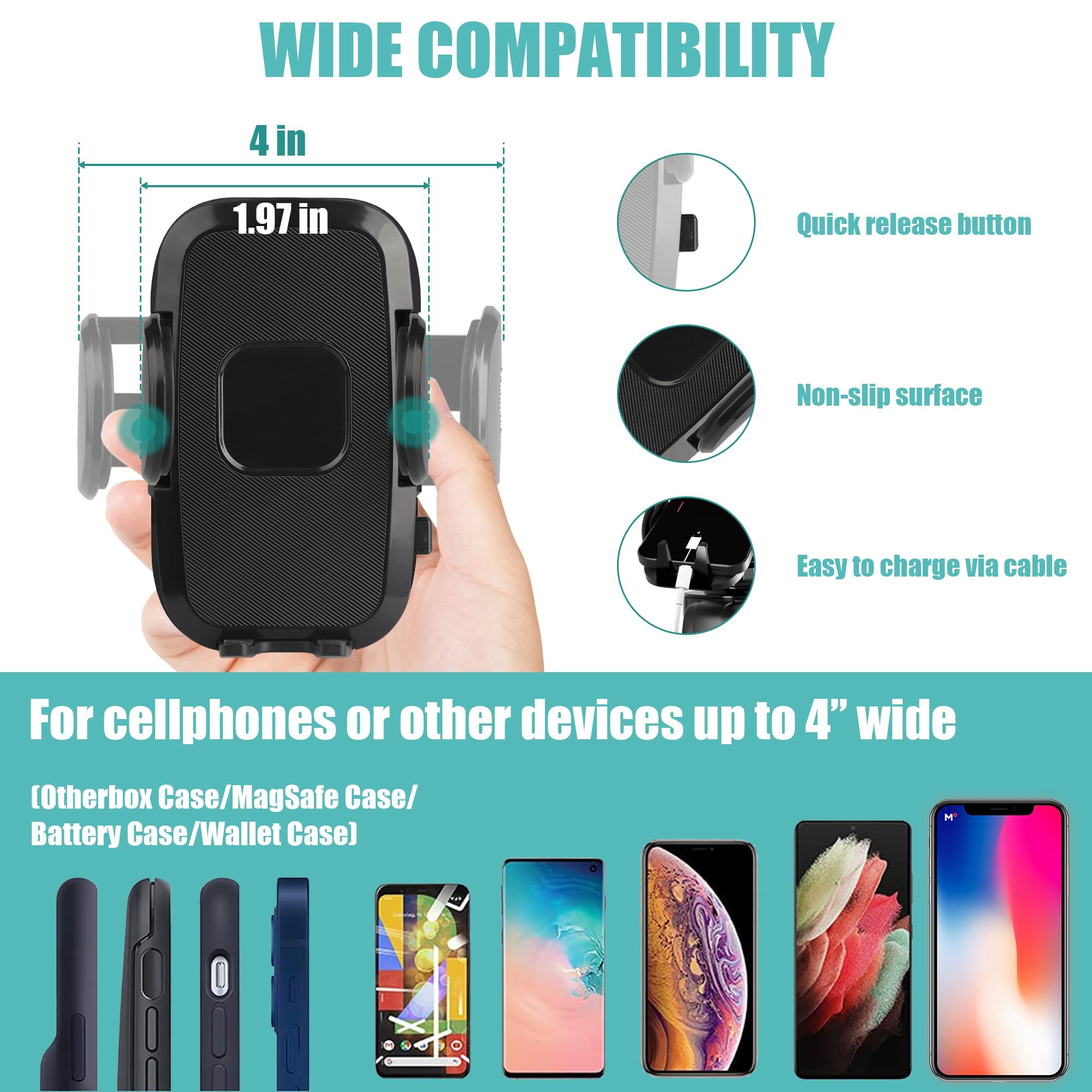 Master Show 2-in-1 Car Cup Holder Cell Phone Holder, Large Car Cup Holder Expander with Phone Holder, Cell Phone Holder for Car, Compatible with iPhone, Samsung & All Smartphones